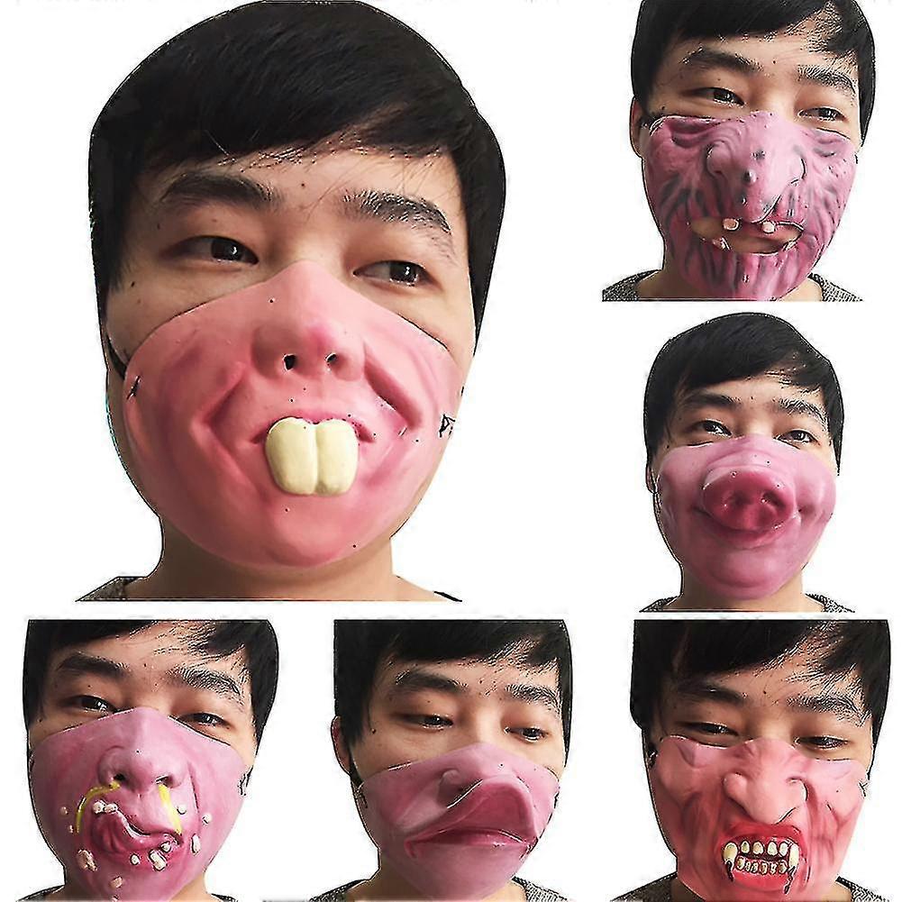 Adult Party Halloween Creepy Scary Latex Half Face Mask Cosplay Costume ...