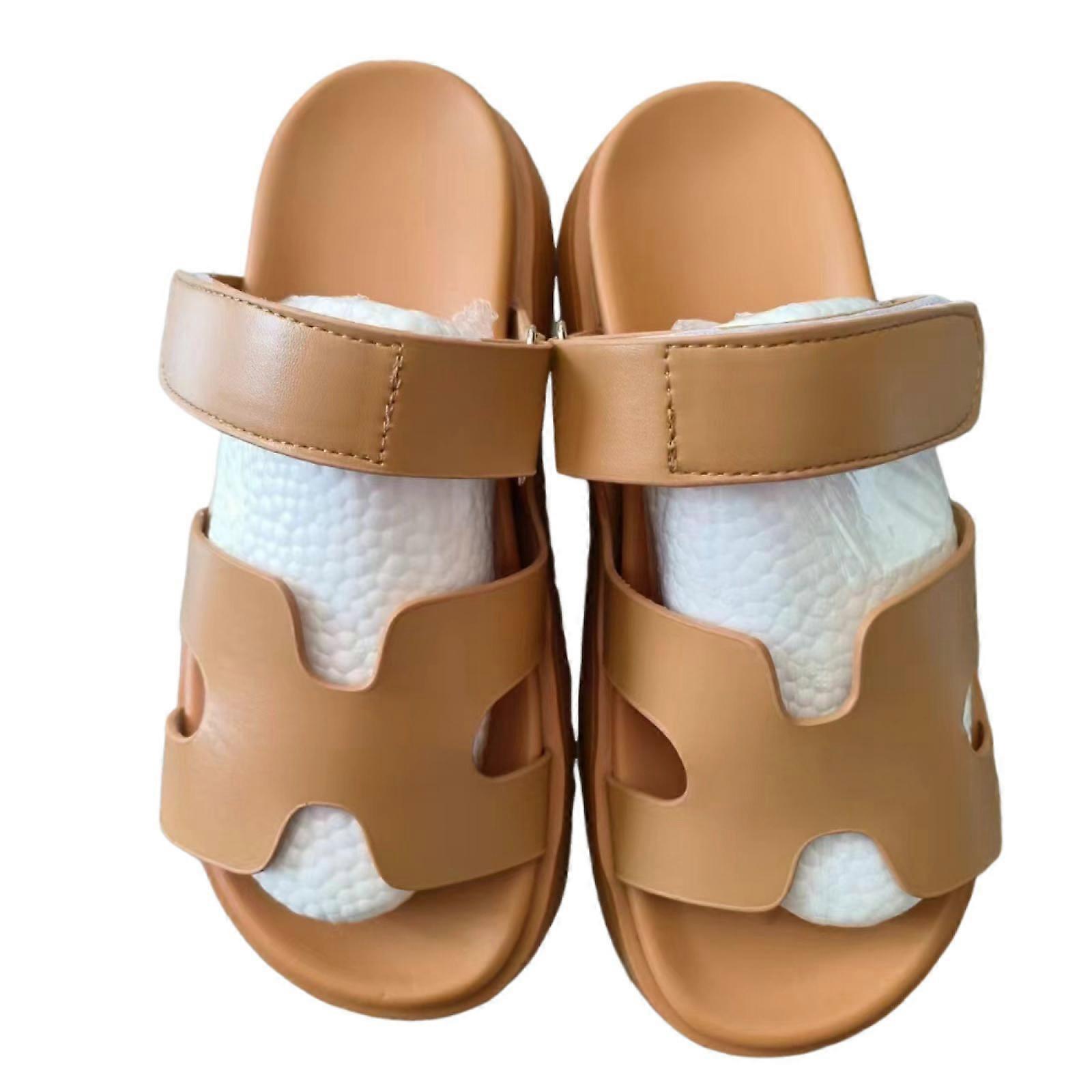 Women's leather sandals with lace-up non-slip thick sole sandals with ...