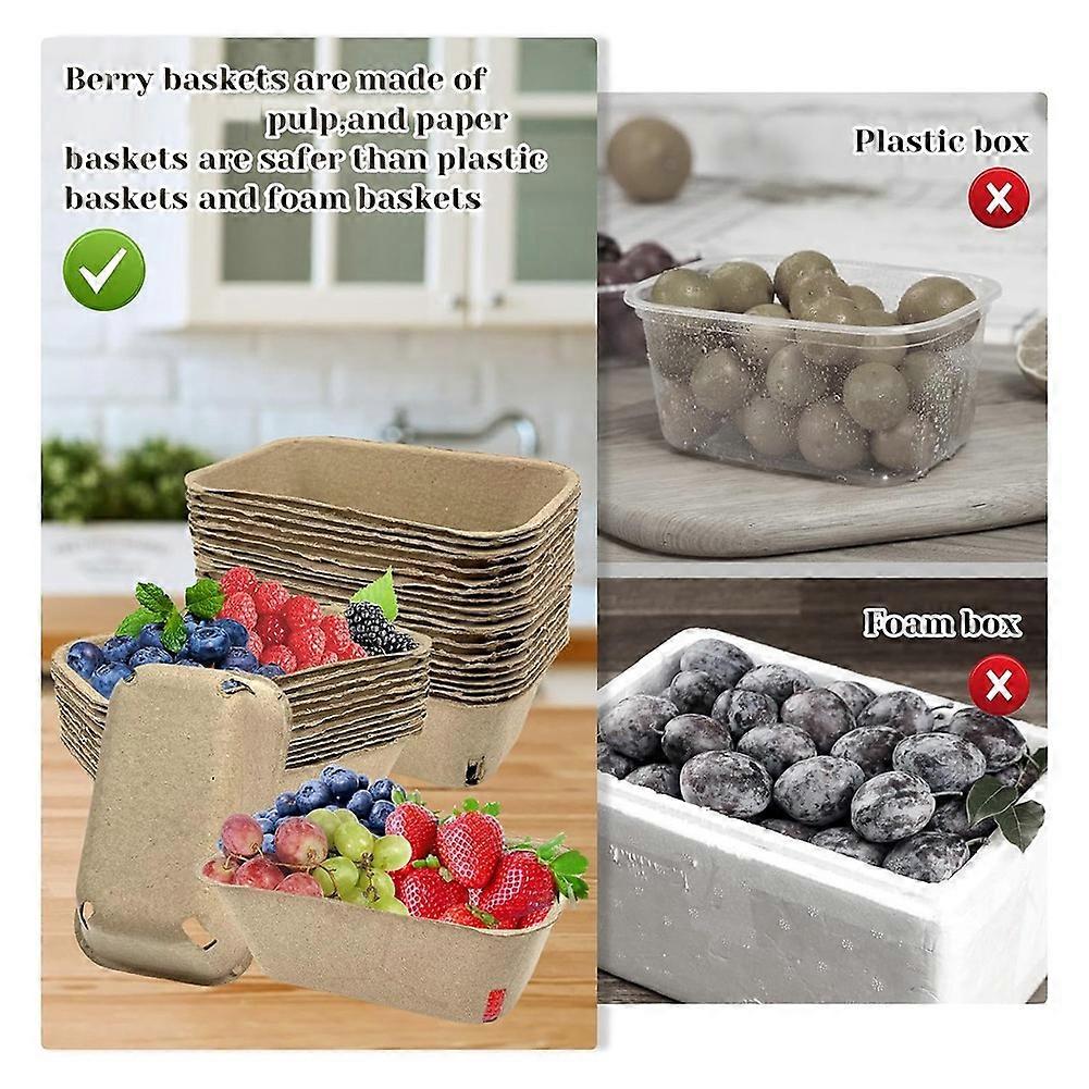 50 Pack Pulp Fiber Berry Basket for Picking Fruit, Molded Berry Basket ...