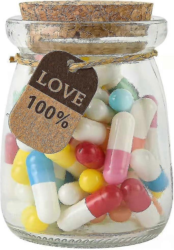 50pcs Love Capsules In A Glass Bottles Cute Message Capsules Pills For ...