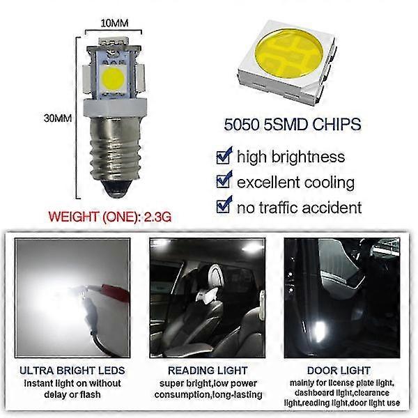 10 St E10 6v Led-lampor 5smd 0,5w 50lm-lampacool White | Fruugo DK