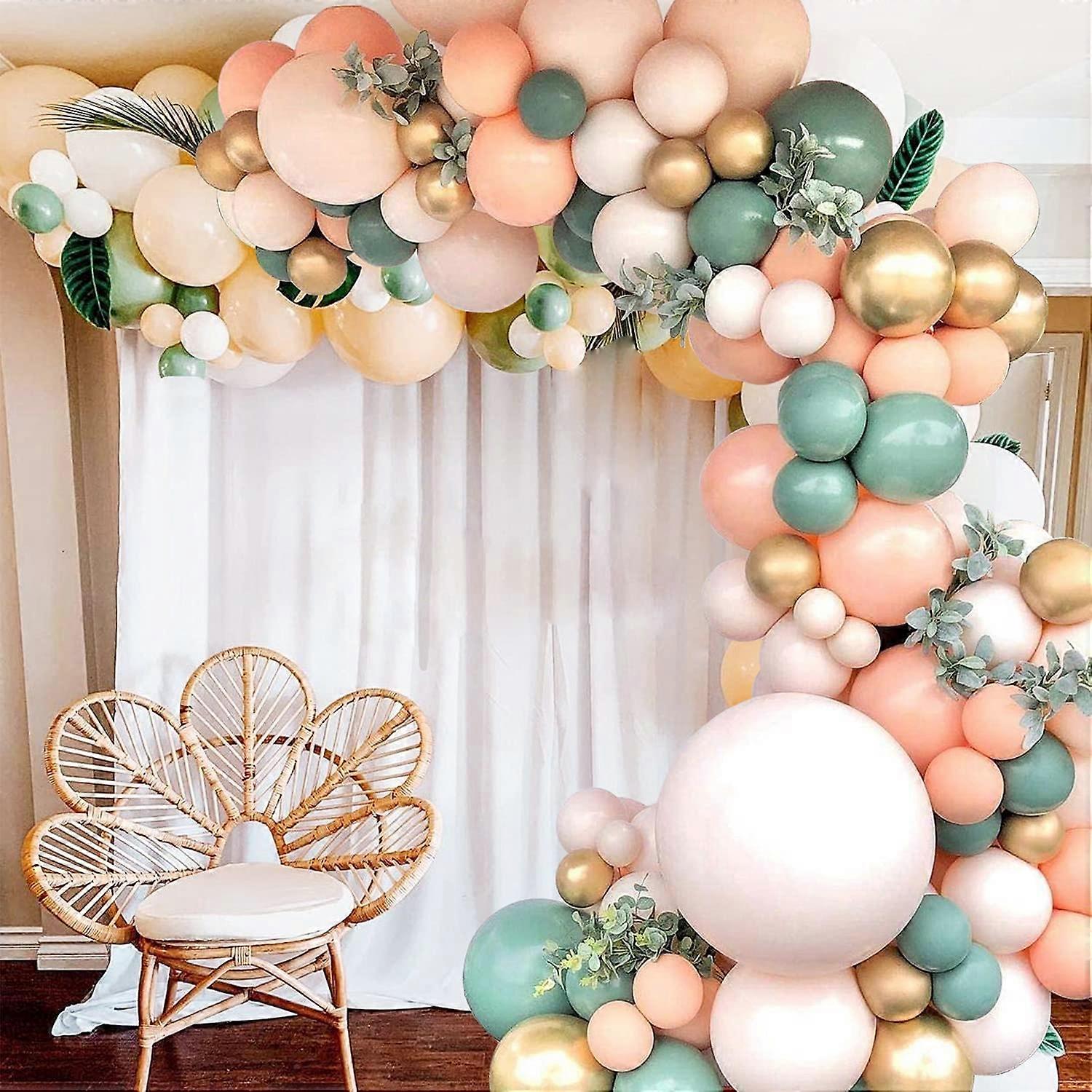 140Pcs Sage Green Peach Blush Pink Balloon Garland Arch Kit for Baby ...