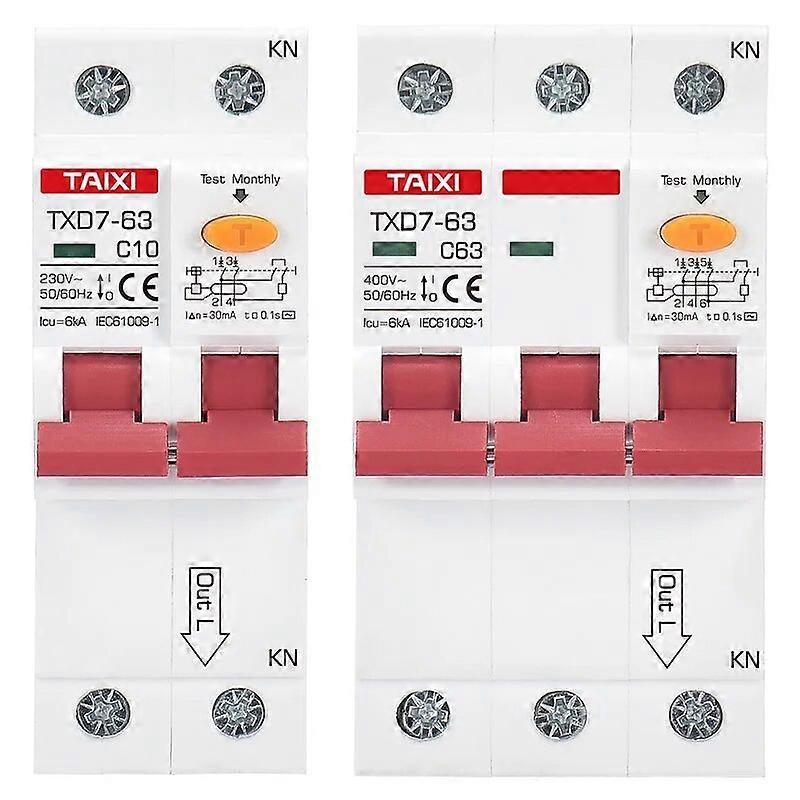 Mini RCBO Circuit Breakers ELCB For Low Voltage 63A With 30mA 100mA ...