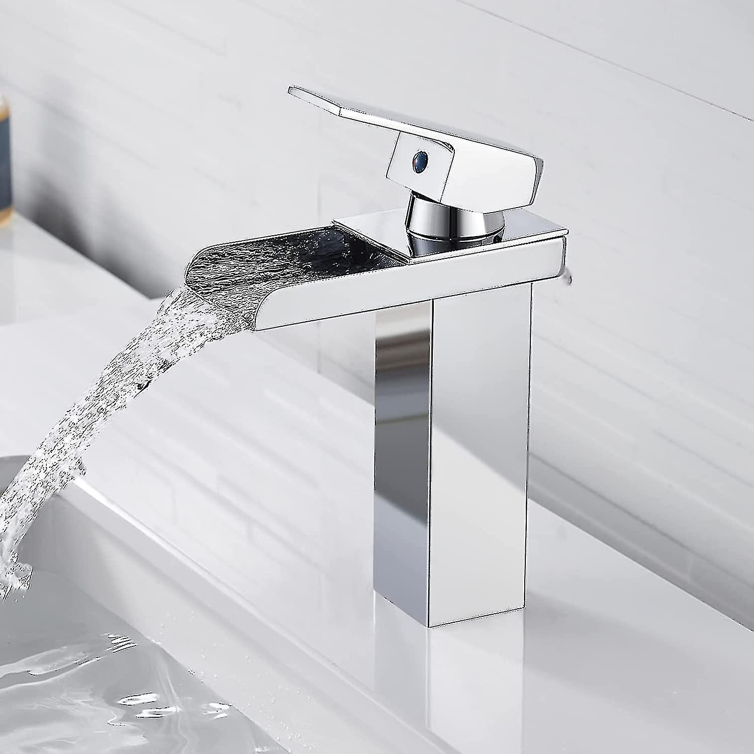 Waterfall Bathroom Faucet Chrome Basin Mixer Tap Brass Basin Faucet ...