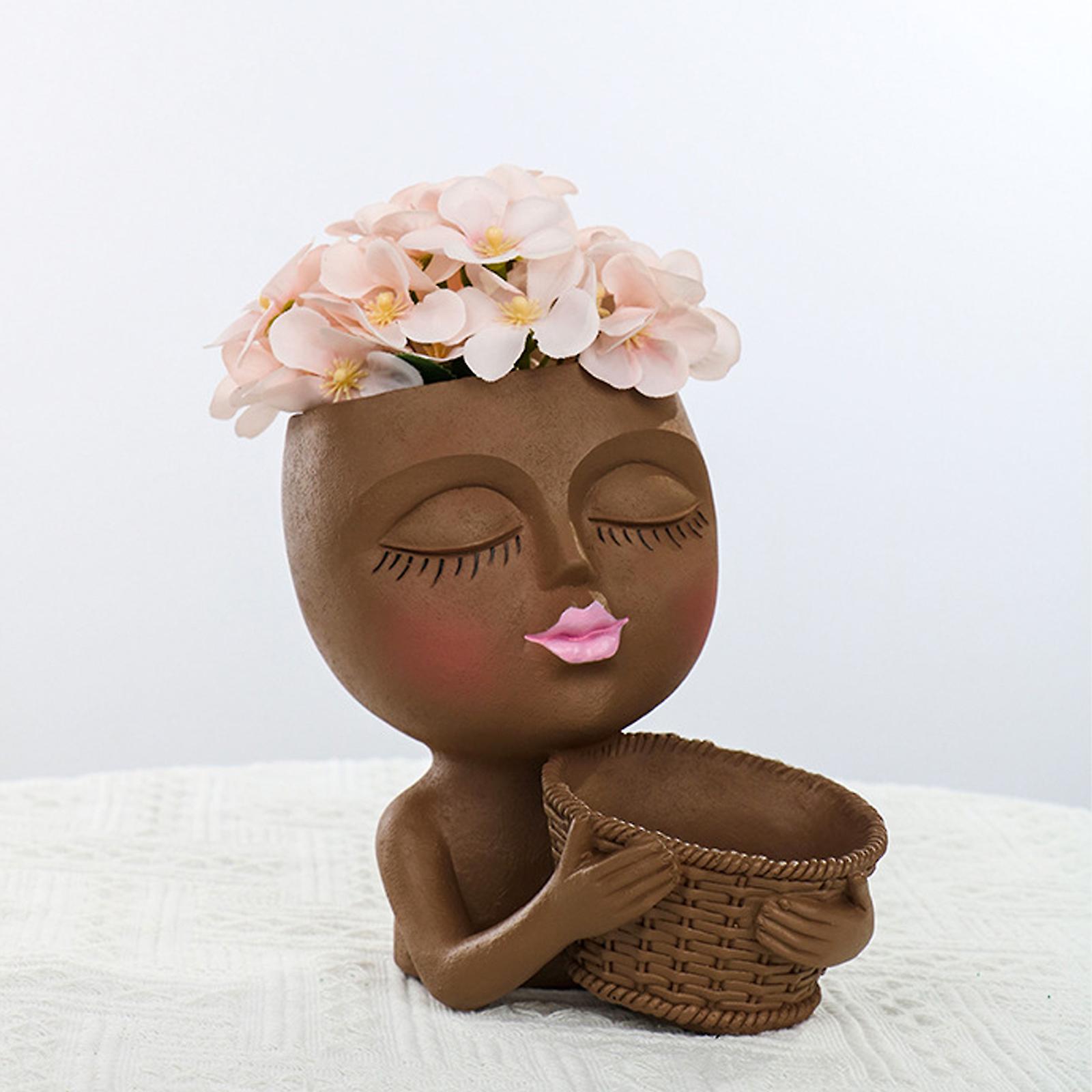 Lady Faces Plant Pots, Female Art Vase for Indoor Outdoor Plants, Small ...