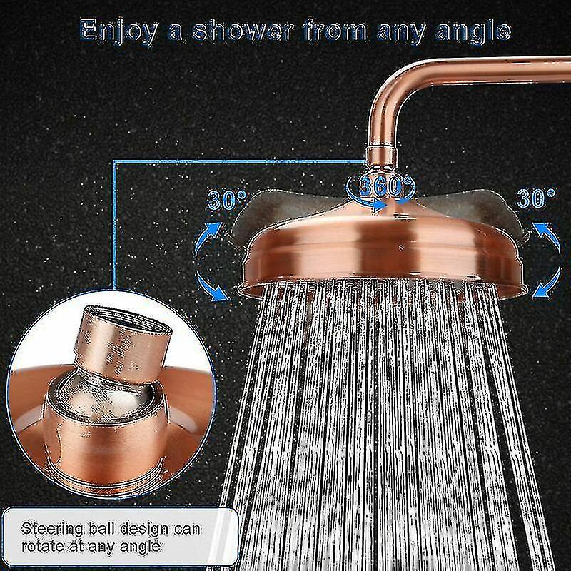 Copper Shower Head, 20cm (8 Inch) Diameter, High Pressure Fixed Shower ...