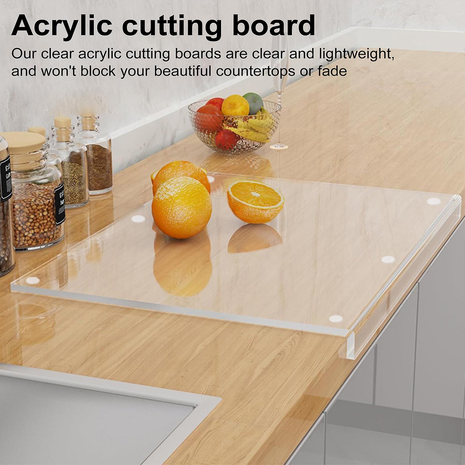 Clear Acrylic Cutting Board Non-Slip Countertop Protector with Counter ...