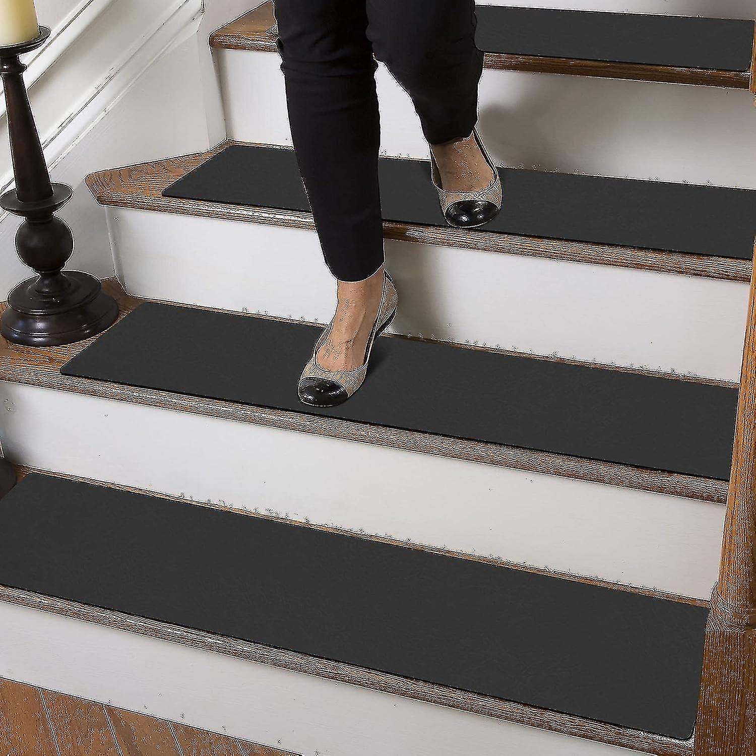 Rubber Stair Treads Carpet Non Slip, Black Stair Rugs For Wooden Steps ...