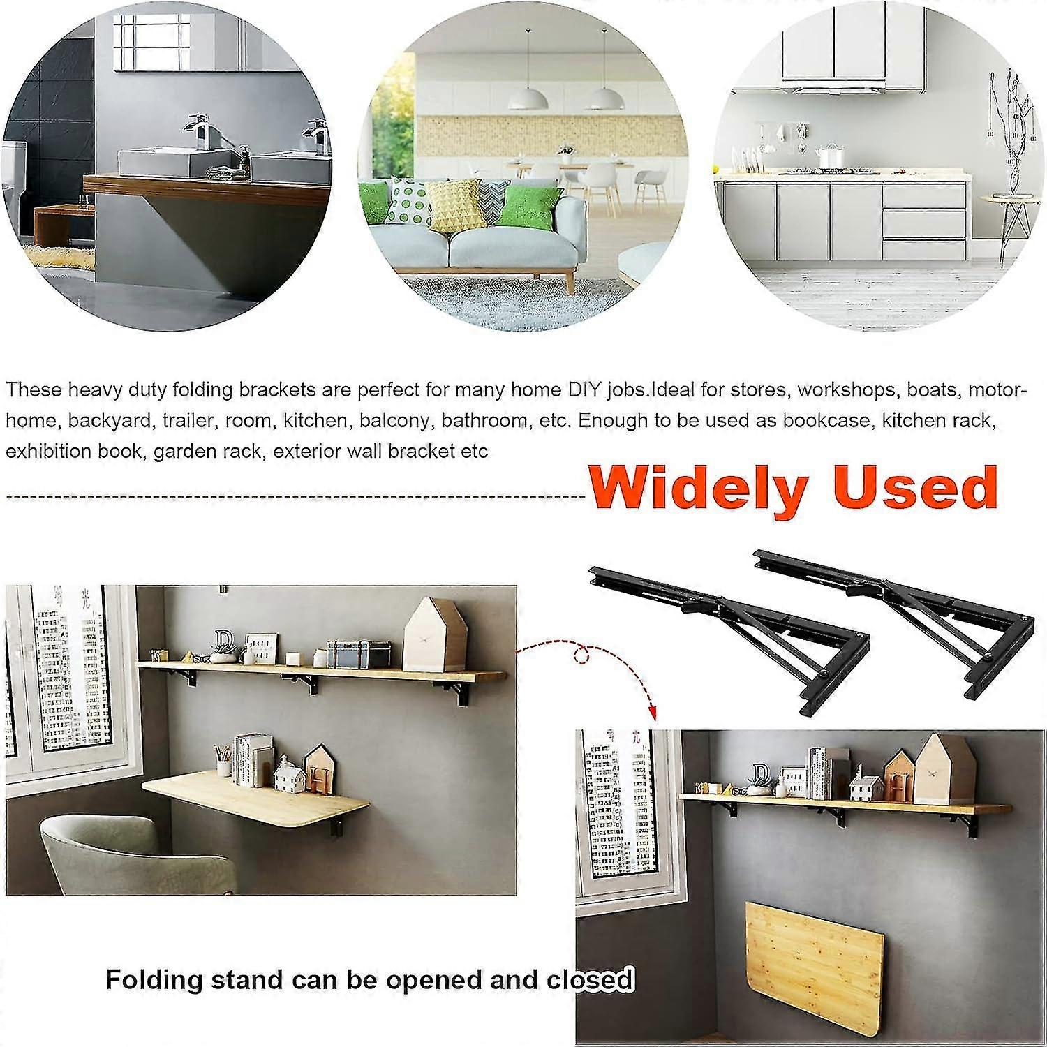 2 Piece Folding Bracket, 20 Inch-500mm Foldable Shelf Brackets ...