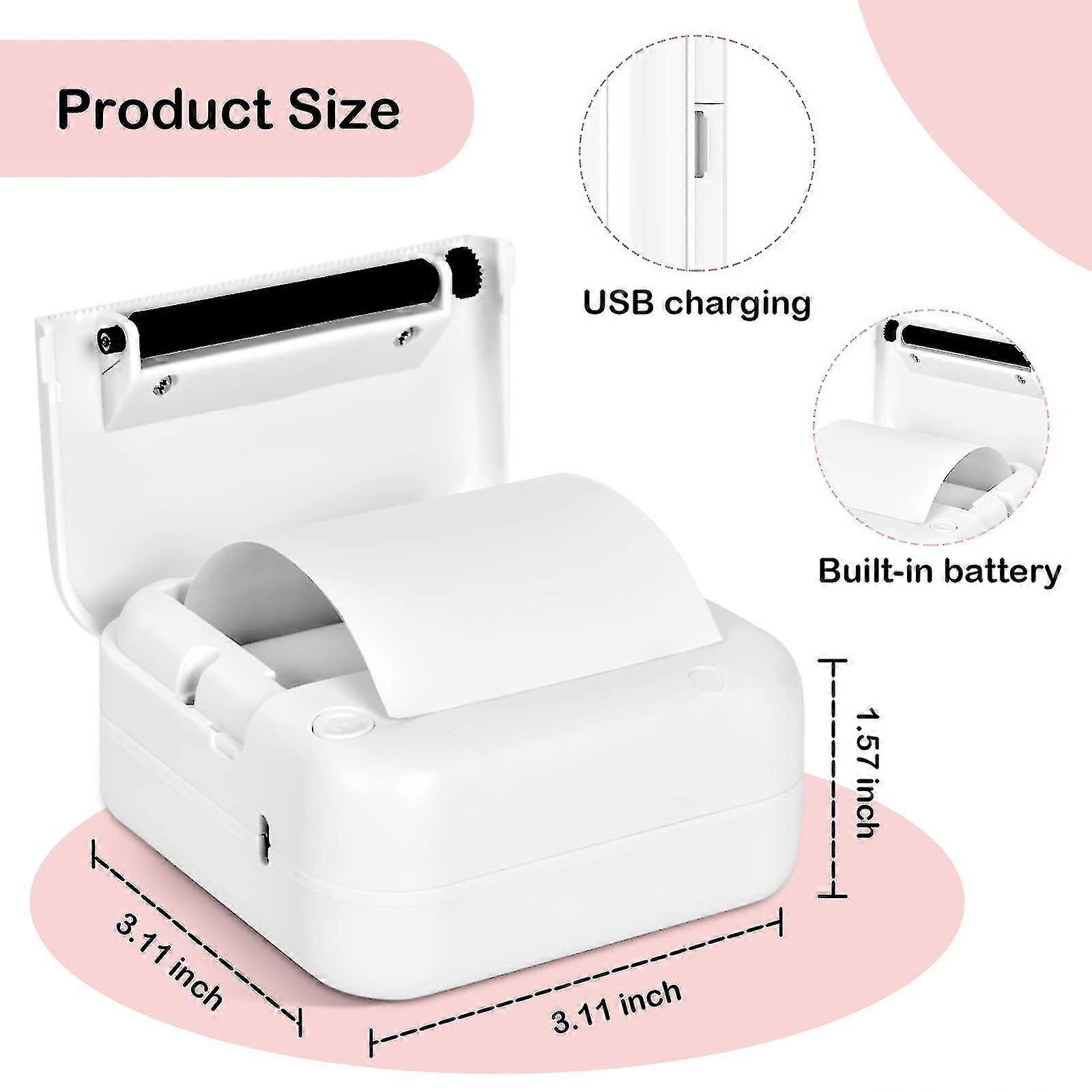 Mini Pocket Sticker Printer, Bluetooth Wireless Portable Mobile Printer ...