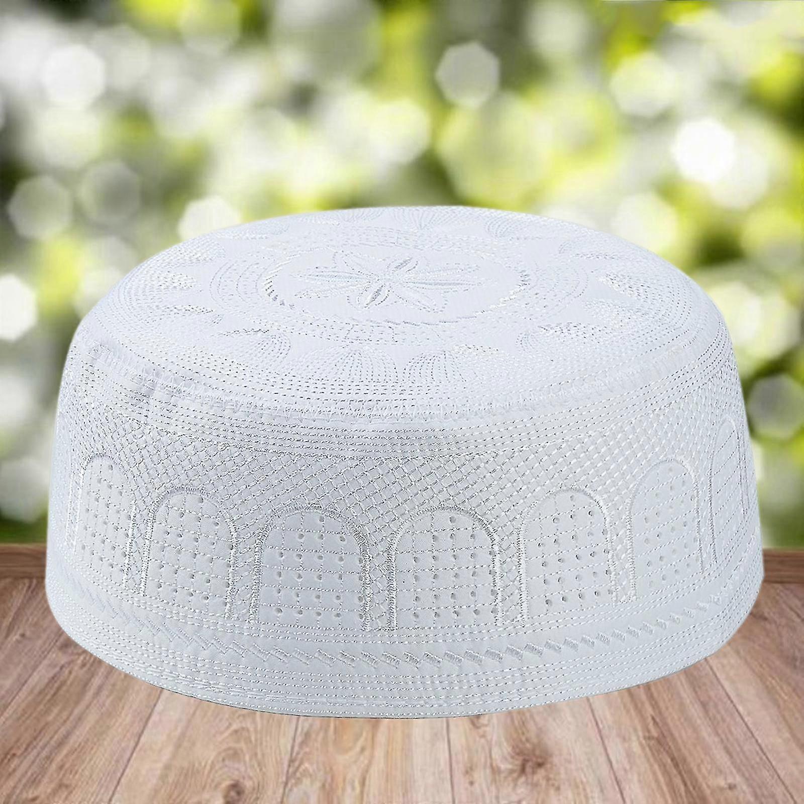 2xislamic Muslim Mens Prayer Kufi Hat Skull Turkish Namaz Topi White ...
