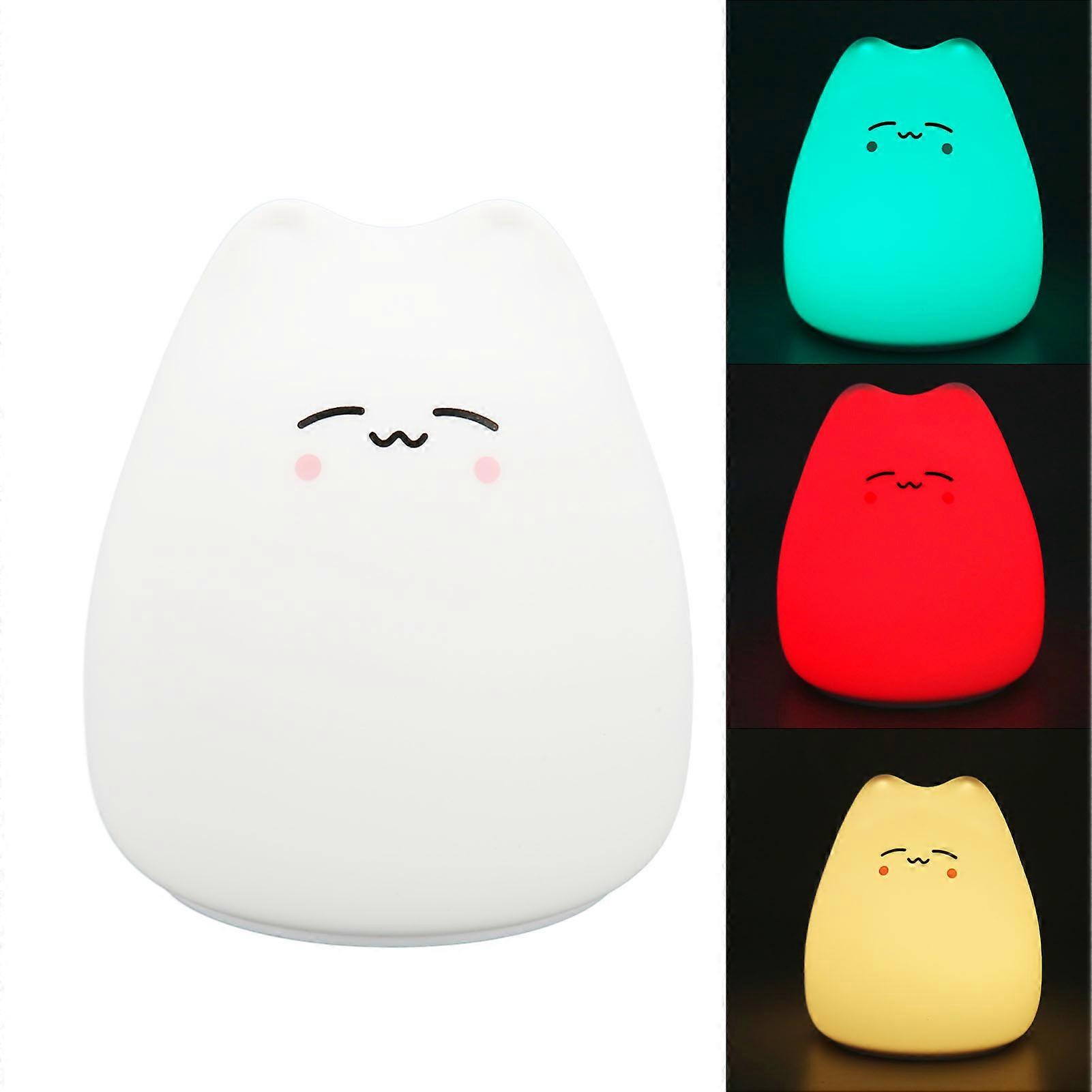Silicone Cat Lamp 7 Colors Breathing Mode Warm White Light Cute Touch ...