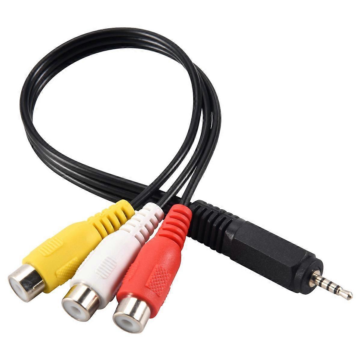 2.5mm Mini AV Male to 3RCA Female M/F Audio Video Cable Stereo Jack ...