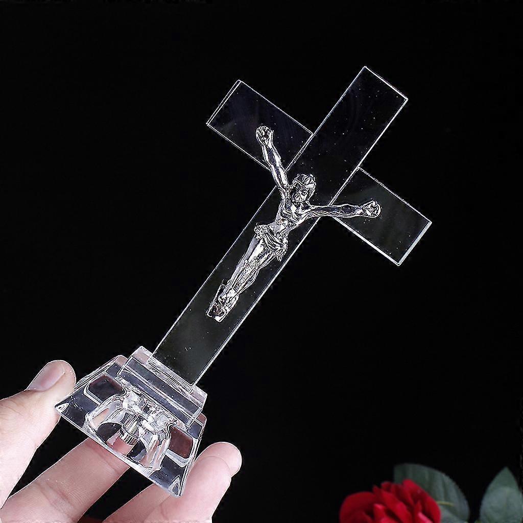 Crystal Jesus For Cross Statue For Home Church Desktop Decoration Craft ...