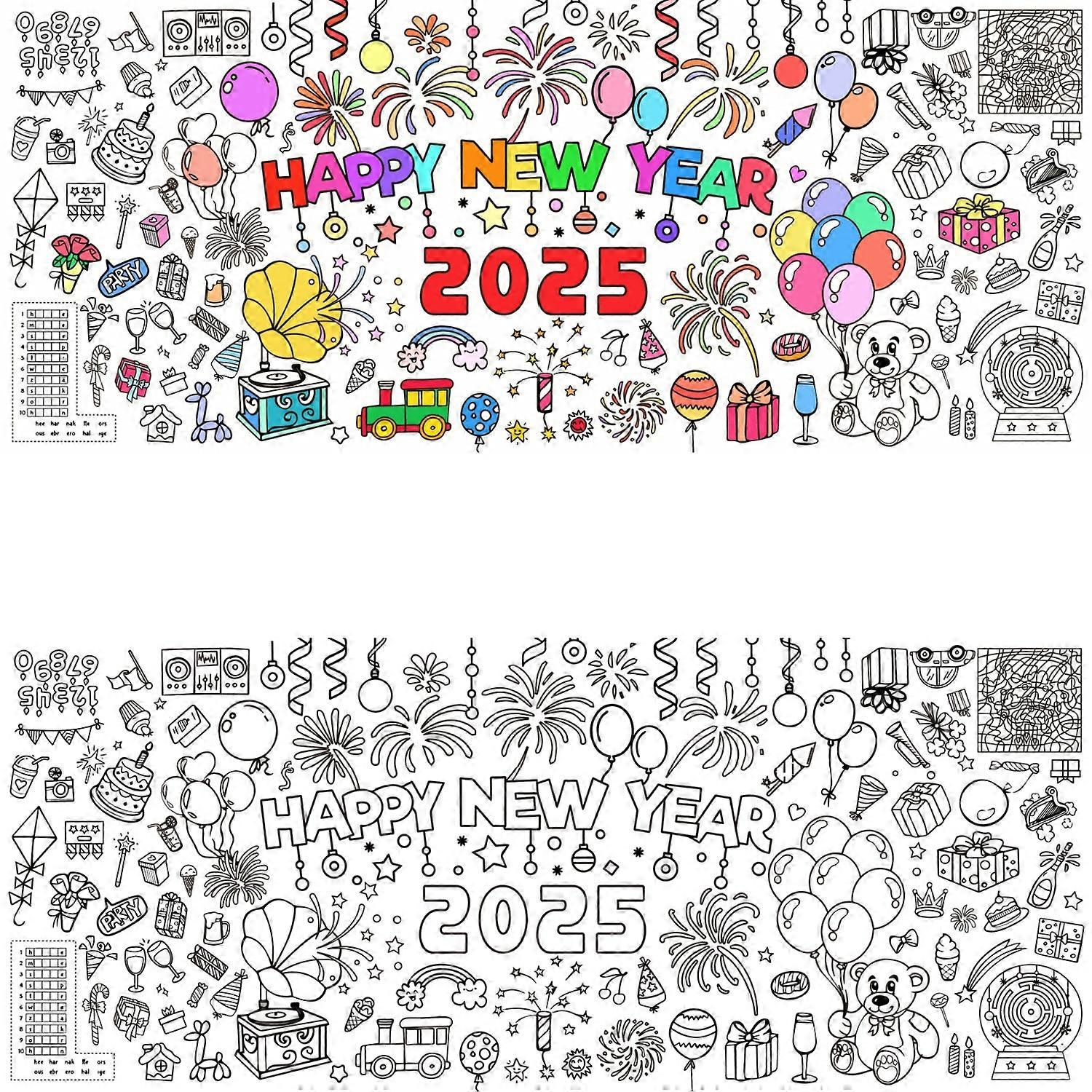Giant Coloring Poster for Kids, Happy New Year Coloring Poster for ...