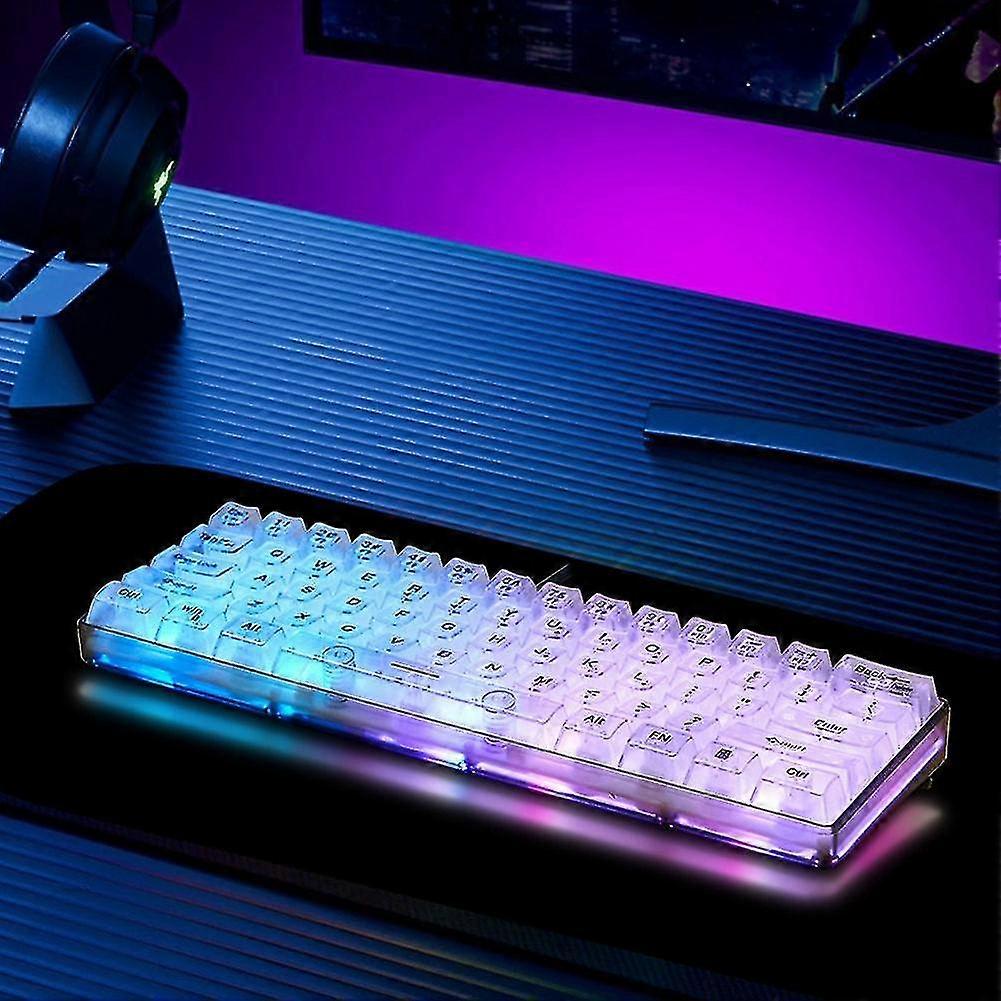 Wired 61 Key Transparent Keycaps Ice Crystal Keycap Rgb Backlit For ...