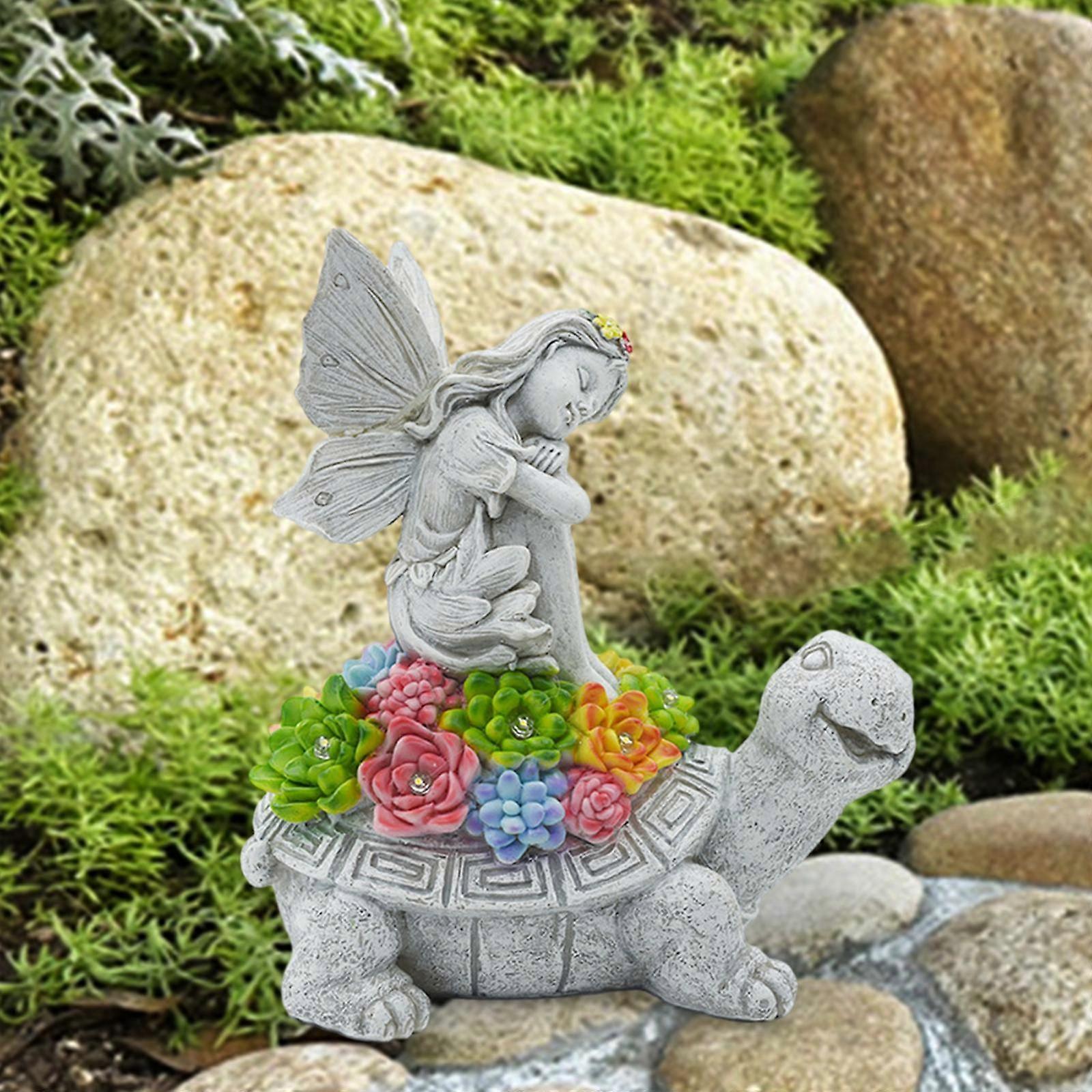 Solar Outdoor Garden Statues Solar Garden Statue Solar Powered Resin ...