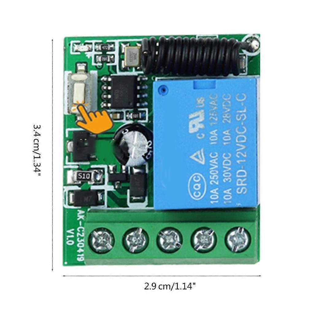 433MHz Universal Wireless Remote Control Switches DC12V 10A 1CH Relays ...