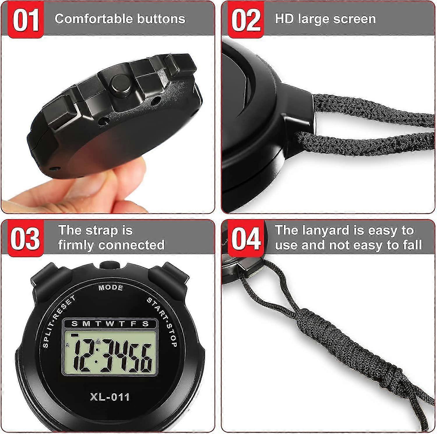 3 Pieces Sports Stopwatch Timer Multi-function Sport Digital Stopwatch ...