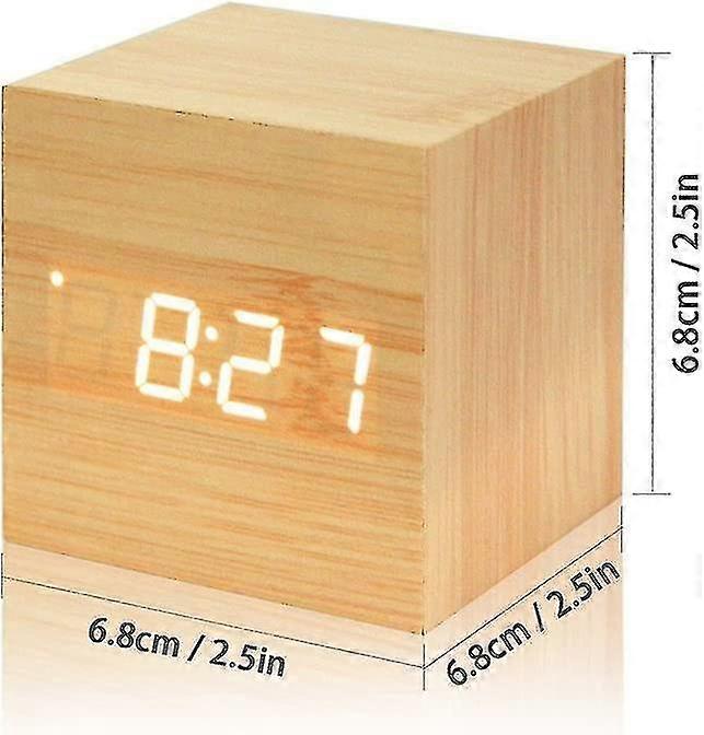 Wooden Wooden Mini Digital Clock With 3 Levels Of Brightness And Vocal ...