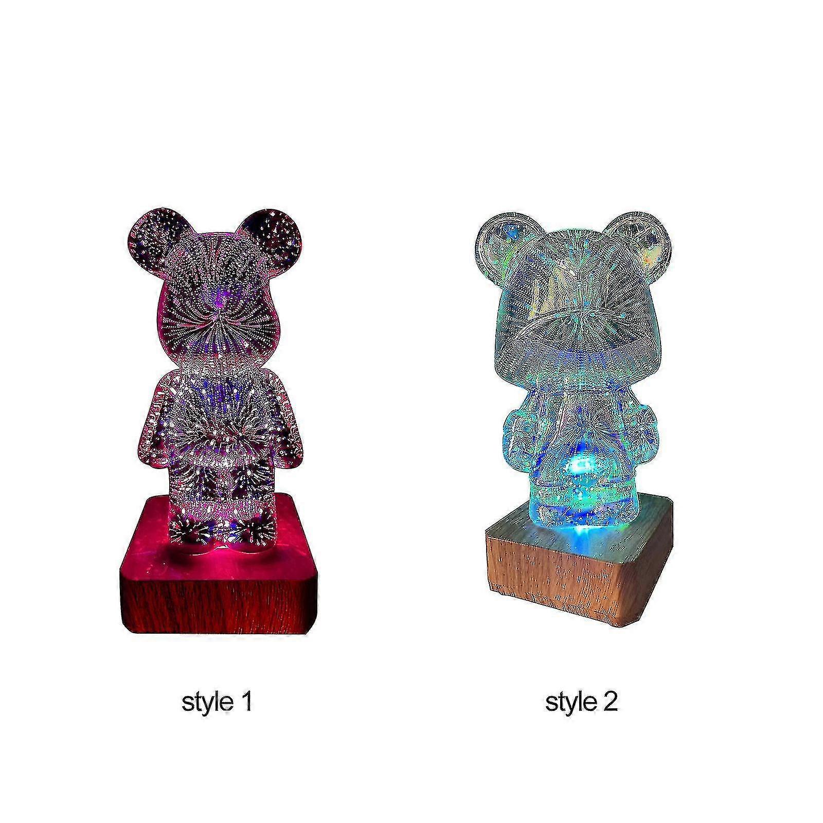 3d Firework Bear Light Colorful Bear Decor Room Night Lights Three ...