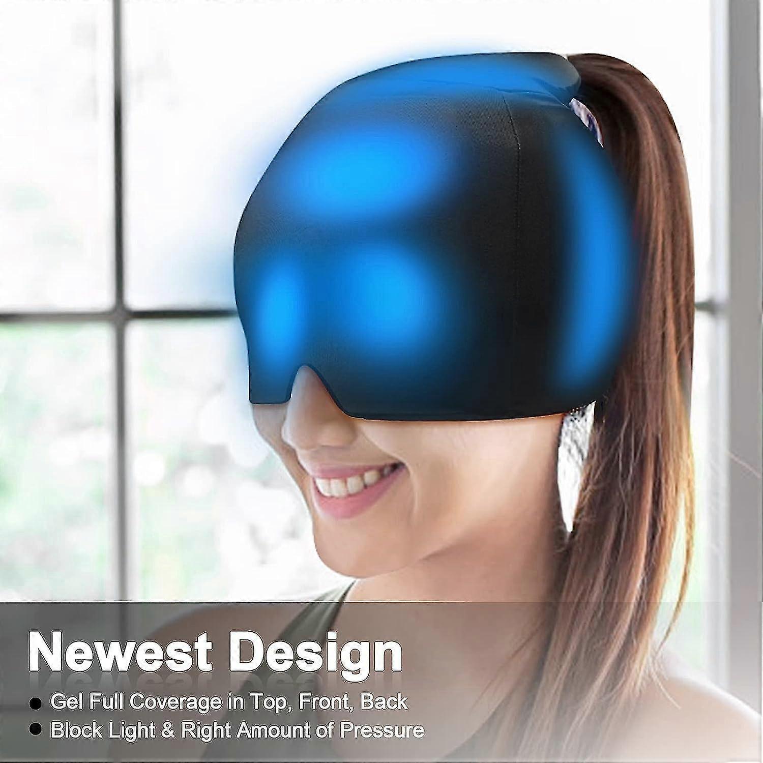 Migraine Ice Head Wrap With Gel Top Coverage, Headache Relief Hat For ...