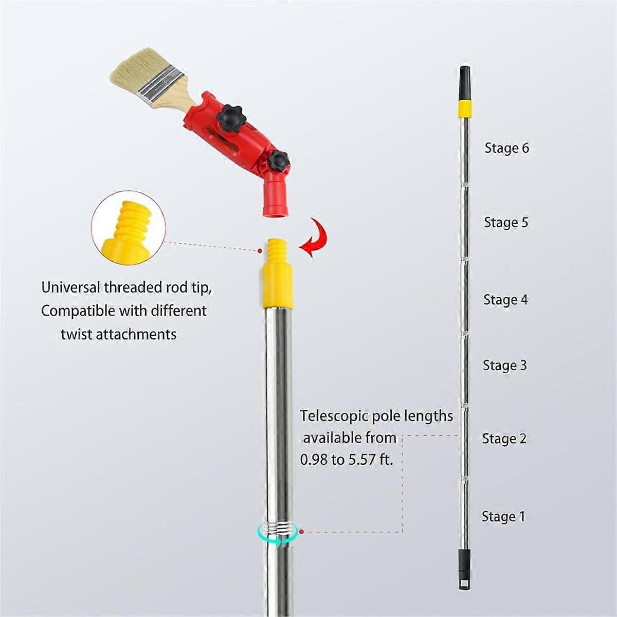Multi-Angle Paint Brush Extension Pole Kit Handheld Paint Tool Extender ...