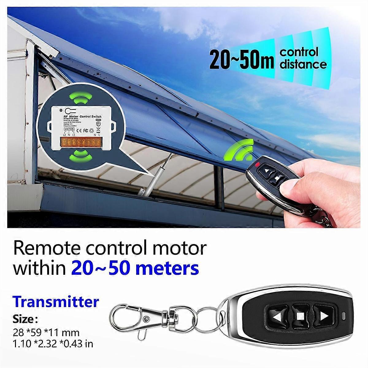 Wireless Roller Shutter Remote Control Switch AC 90V-250V 3A Relay ...