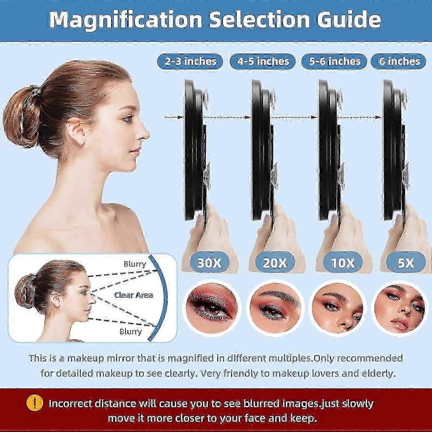 Magnifying Mirror, 30X Strong Magnification, Ideal for Detailed Makeup ...