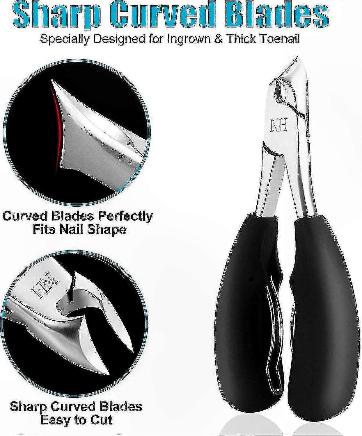 Curved Blade Nail Clippers for Thick and Ingrown Toenails - Heavy Duty ...