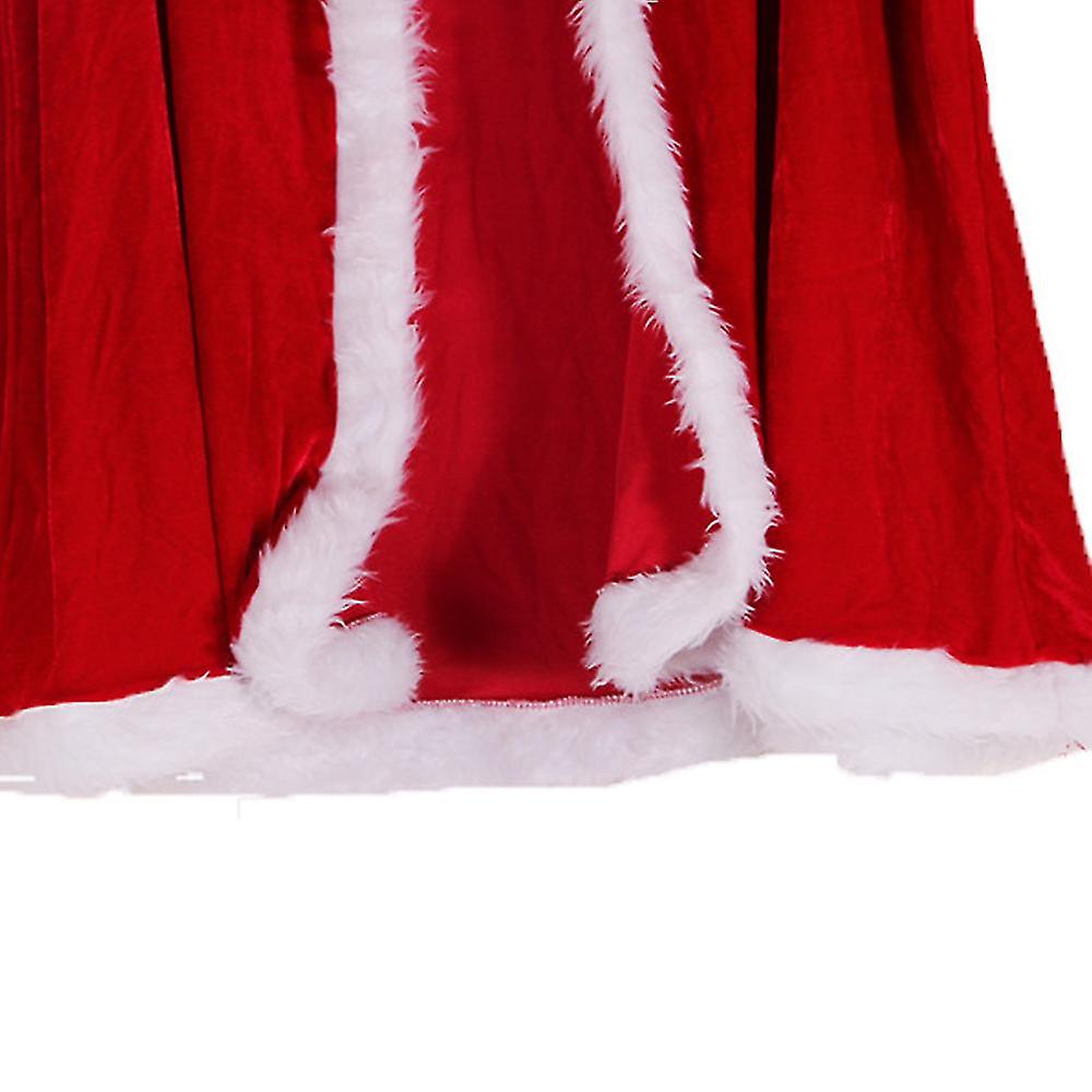 Christmas Halloween Costumes Cloak Mrs. Claus Santa Xmas Velvet Hooded ...