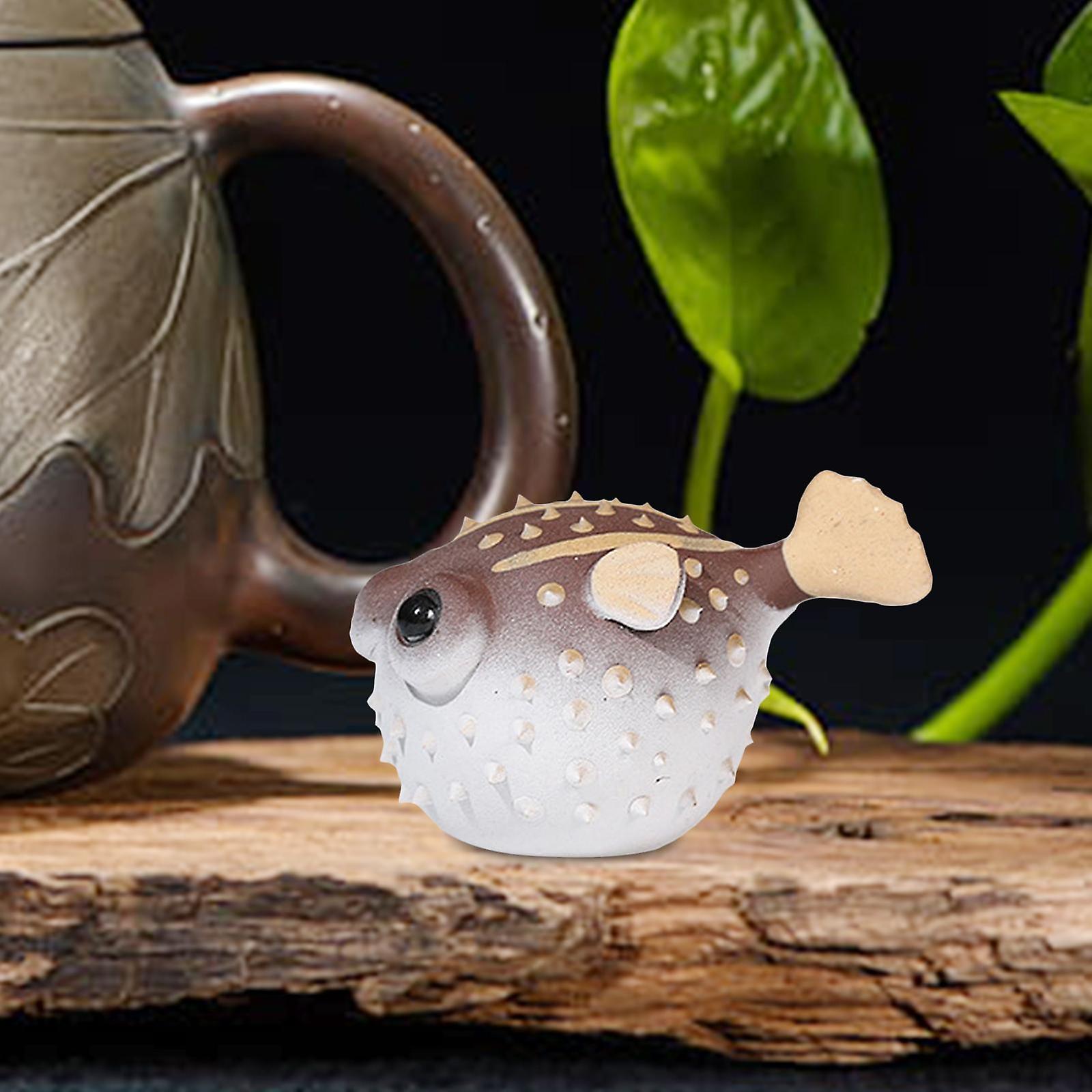 Tea Pet Ornament Craft Art Puffer Fish Statue for Tabletop Office Home ...