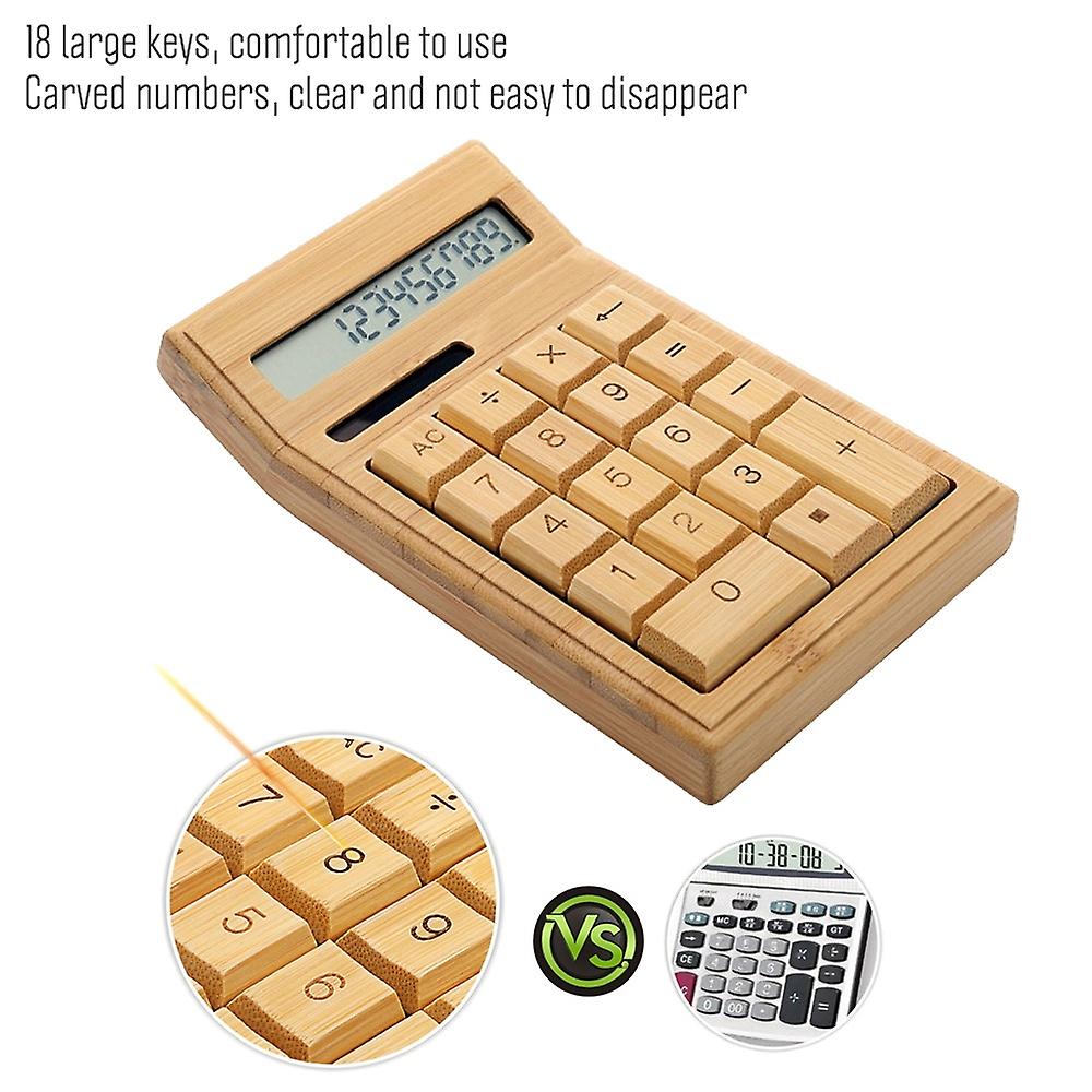 Eco-friendly Bamboo Electronic Calculator Counter Standard Function 12 ...