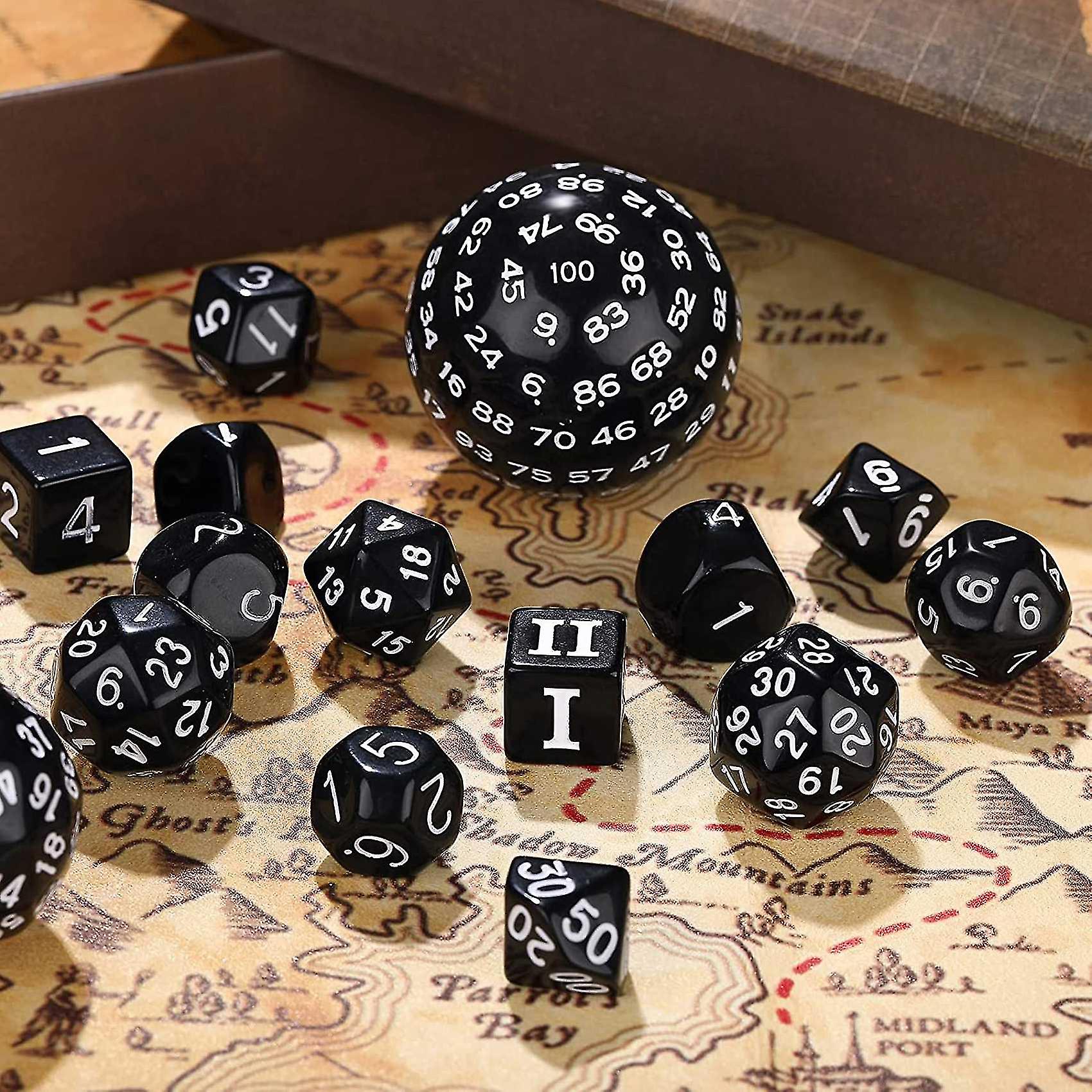 15Pieces Complete Polyhedral DND Dice Set D3-D100 Spherical Dice Set ...