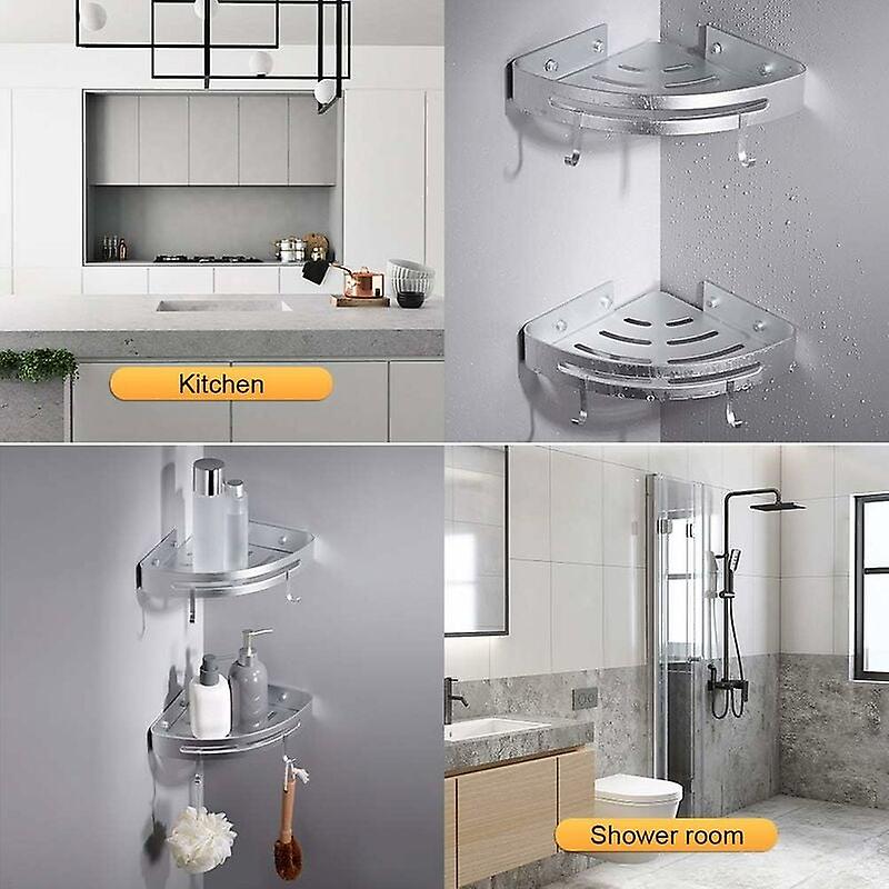 Corner Shower Shelf - 2 Pieces - No Drilling - Bathroom Shelf No ...