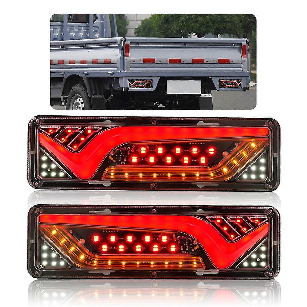 2pcs 12/24v Dynamic Led Truck Tail Light Turn Signal Rear Brake Lights ...