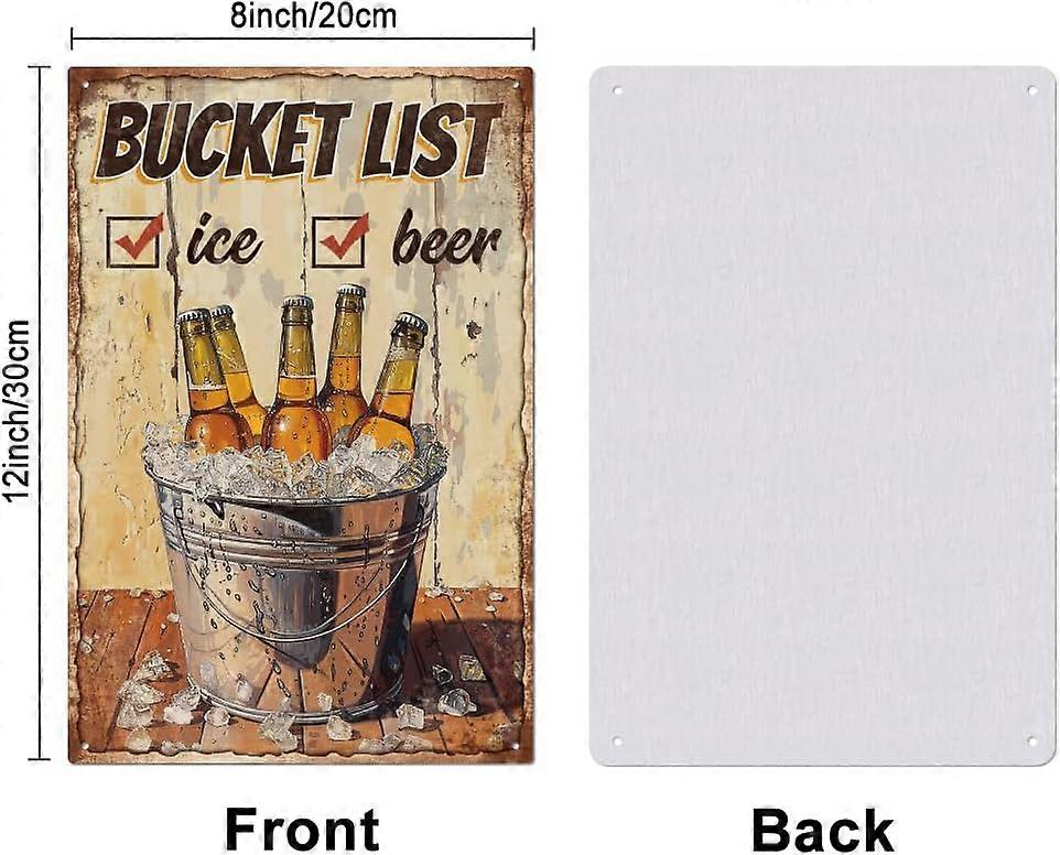 Vintage Bucket List Metal Tin Sign 812inch Retro Beer Funny Tin Room ...