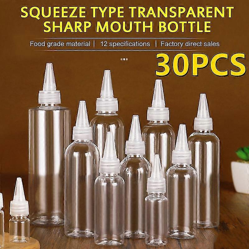 30pcs Plastic Squeeze Dropper Bottle 5-250ml Transparent Sharp-mouth ...