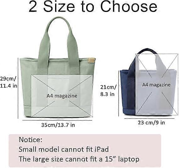 Multi-Pocket Tote Bag with Zipper, Canvas Handmade Handbag with ...