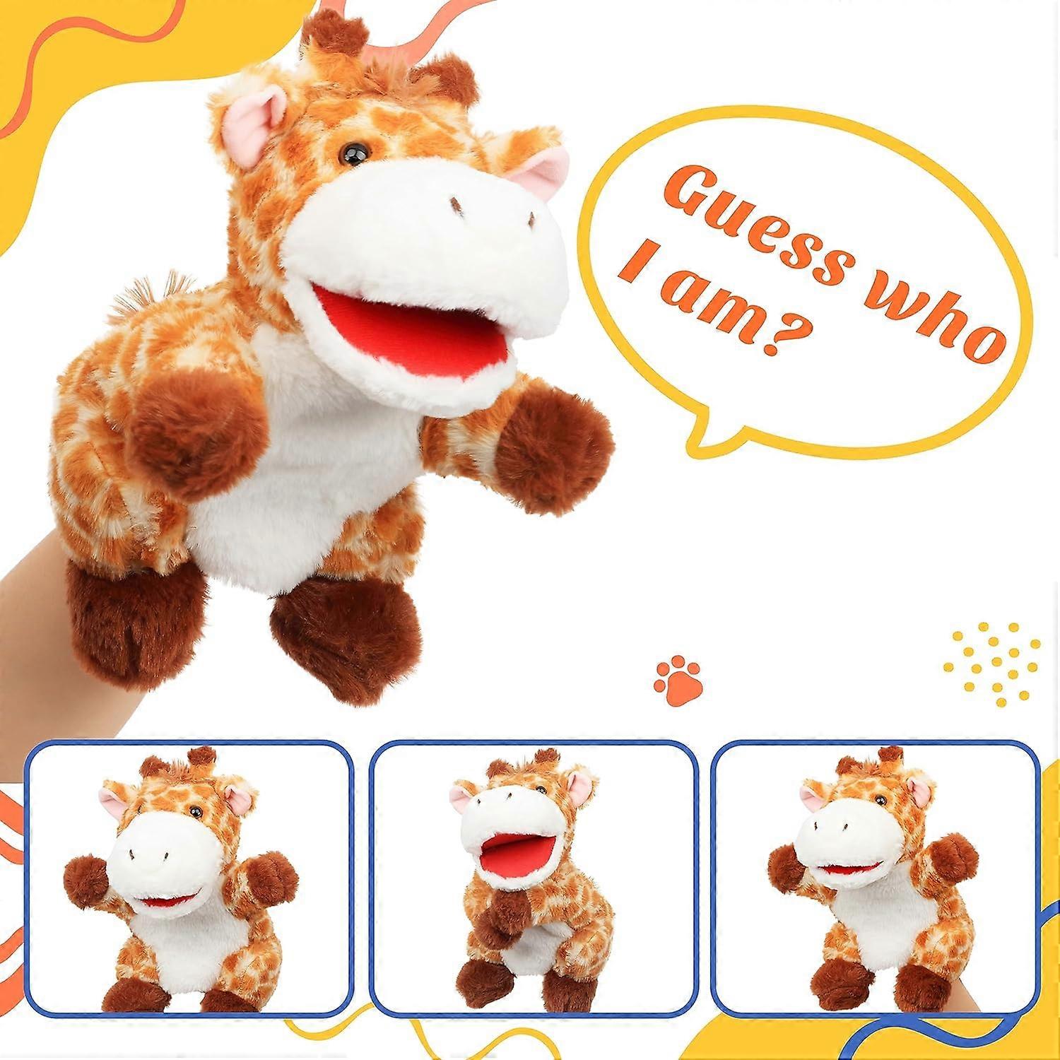 Plush Giraffe Hand Puppet Stuffed Animal Toy Open Movable Mouth ...