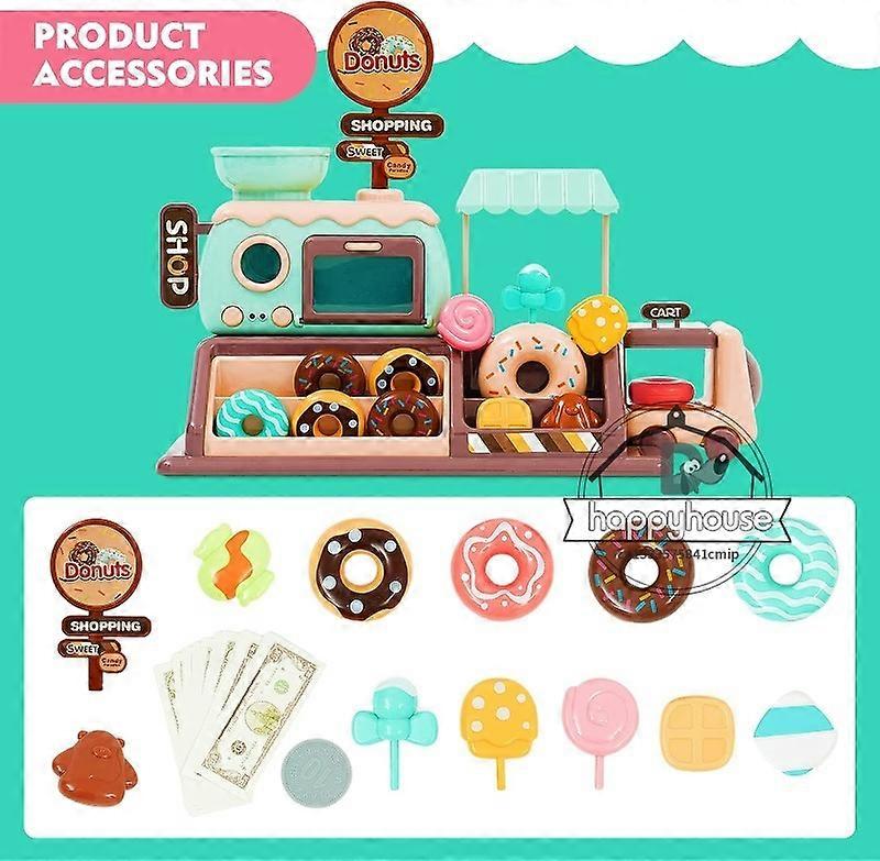 Pretend Play Toys Donut Store Set for Kids Girls Role Play Game Cash ...
