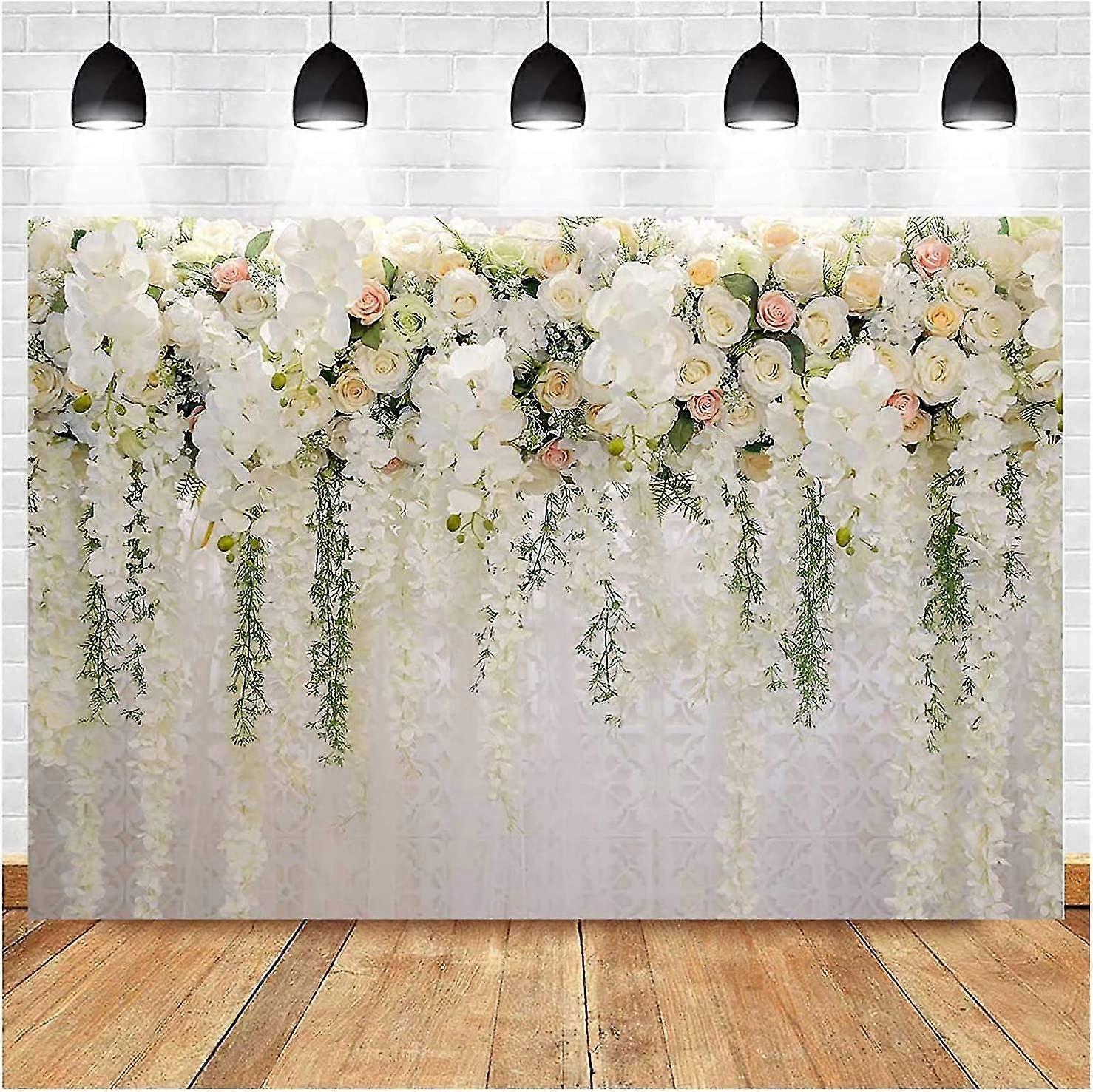 White Rose Floral Photography Backdrops Bridal Shower Wedding Flowers ...