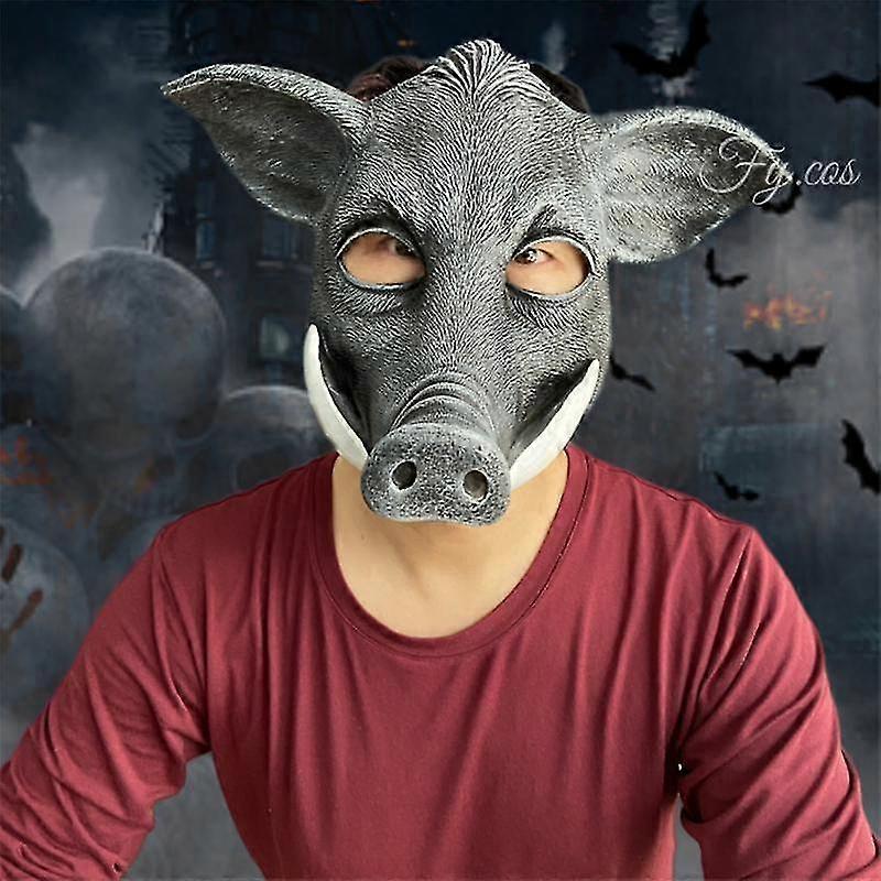 Pig Mask Horror Demon Half Face Realistic Latex Rave Cosplay Animal ...