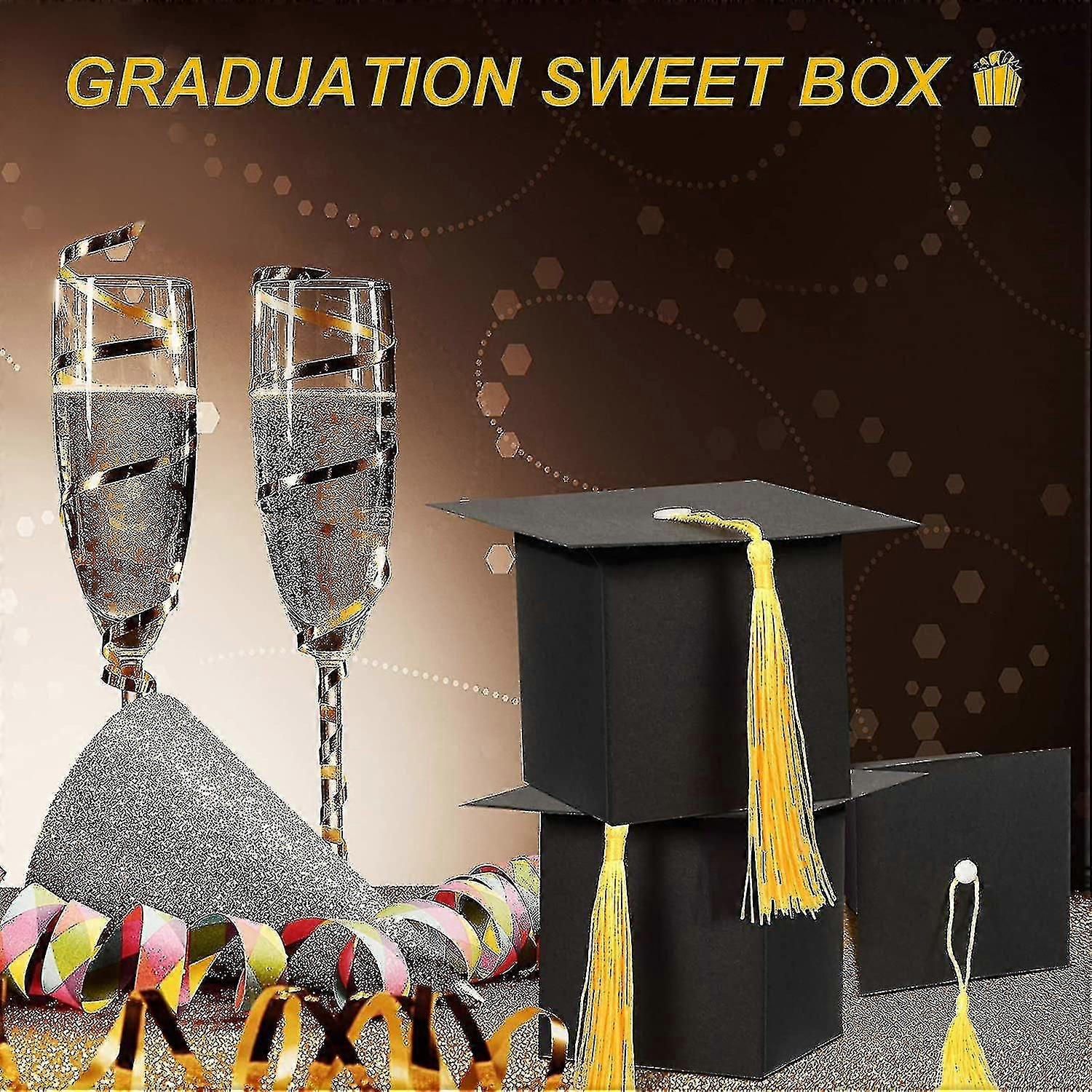 Graduation Decorations 50pcs Graduation Candy Box Diy Grad Cap Box For ...