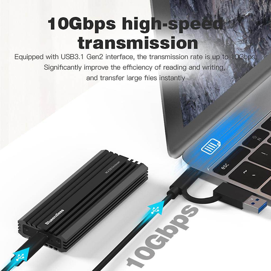 Blueendless Nvme/Sata for M.2 SSD Enclosure USB3.1 Type-C Gen2 10Gbps ...