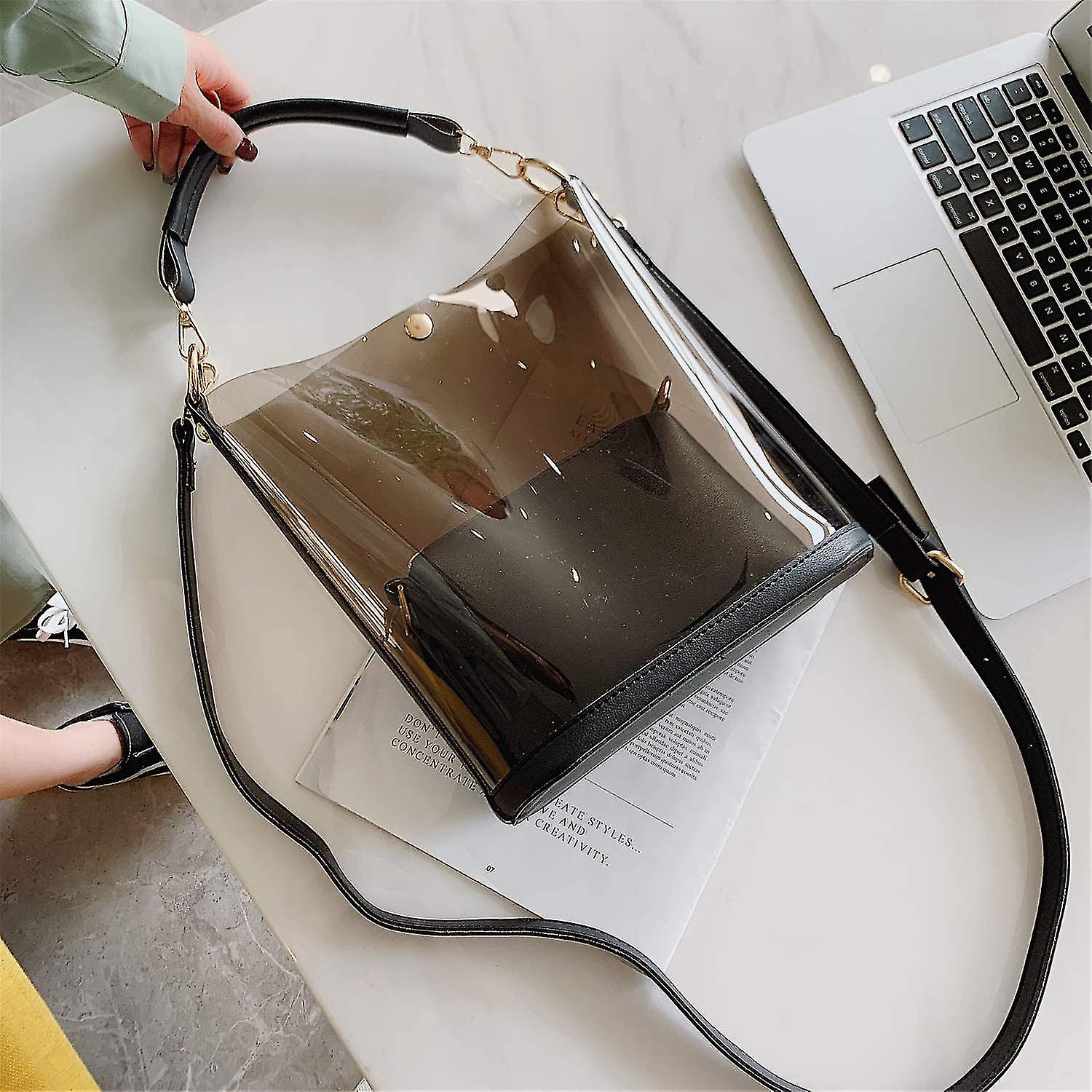 Semi-clear Pvc Handbags, Jelly Transparent Clear Beach Shoulder Bag, 2 ...