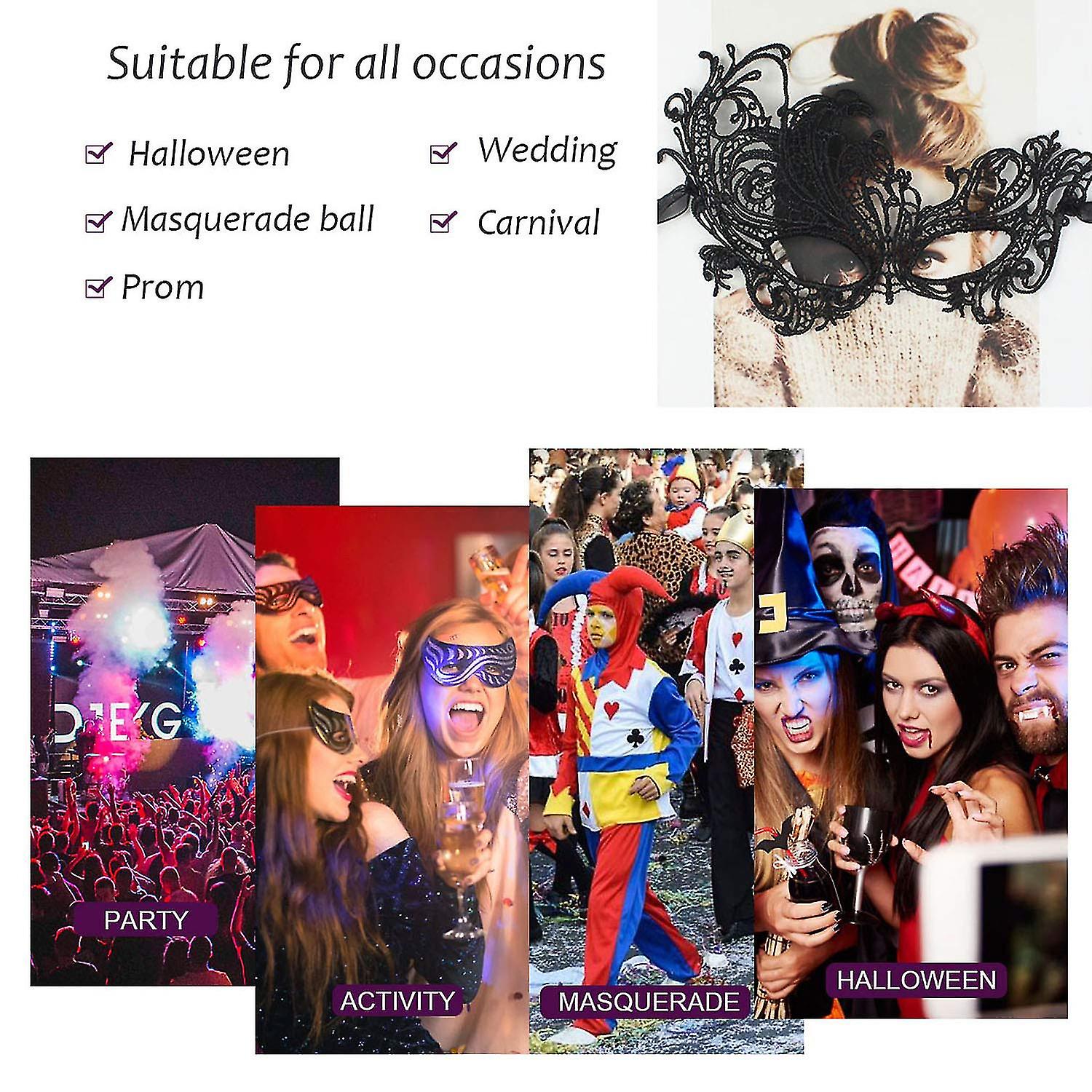 Masquerade Mask - 3 Pack Halloween Mask Women Venetian Lace Sexy Party ...