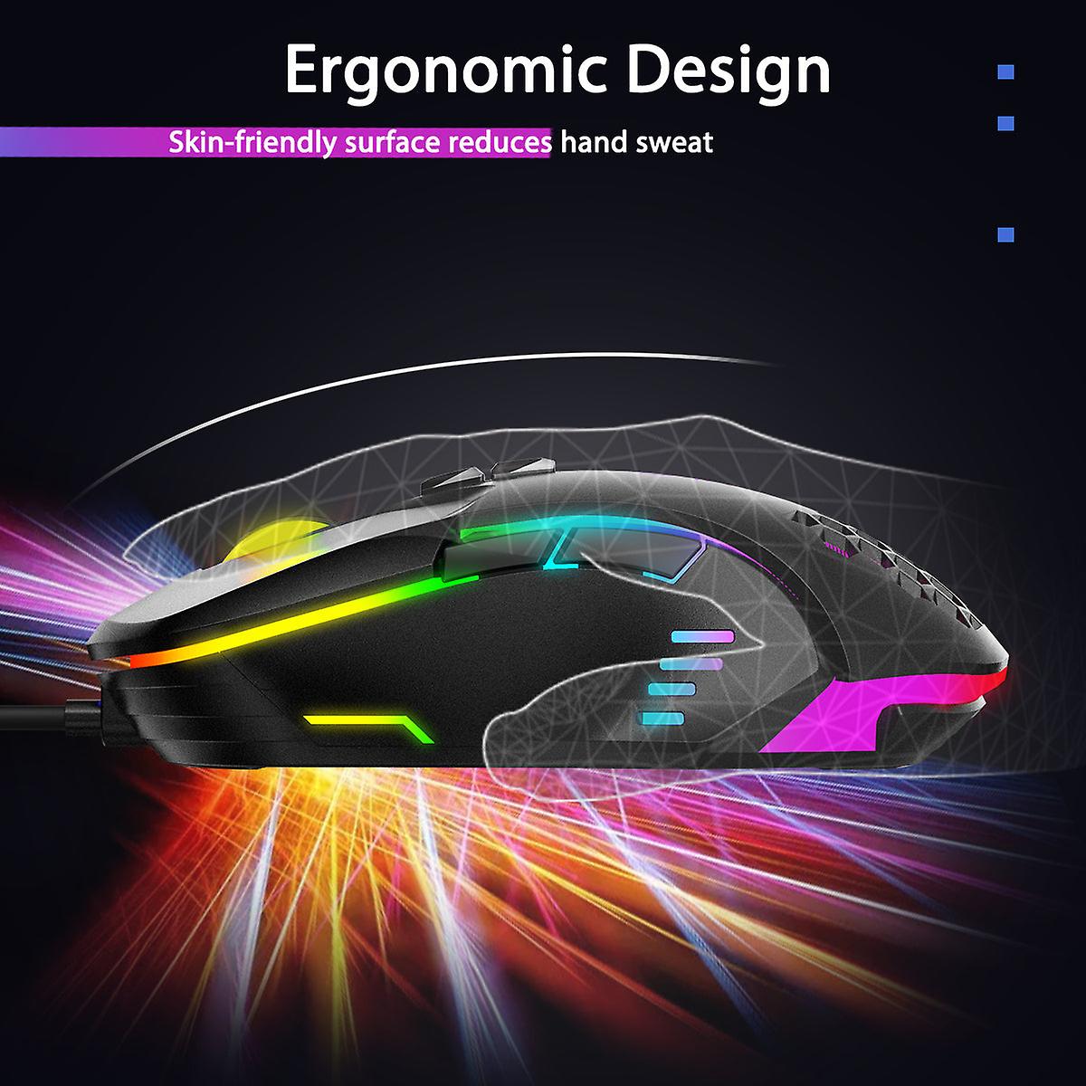 Wired Gaming Mouse 6400dpi Rgb Backlight Computer Mouse Hollow Honeycomb Mice For Computer ...