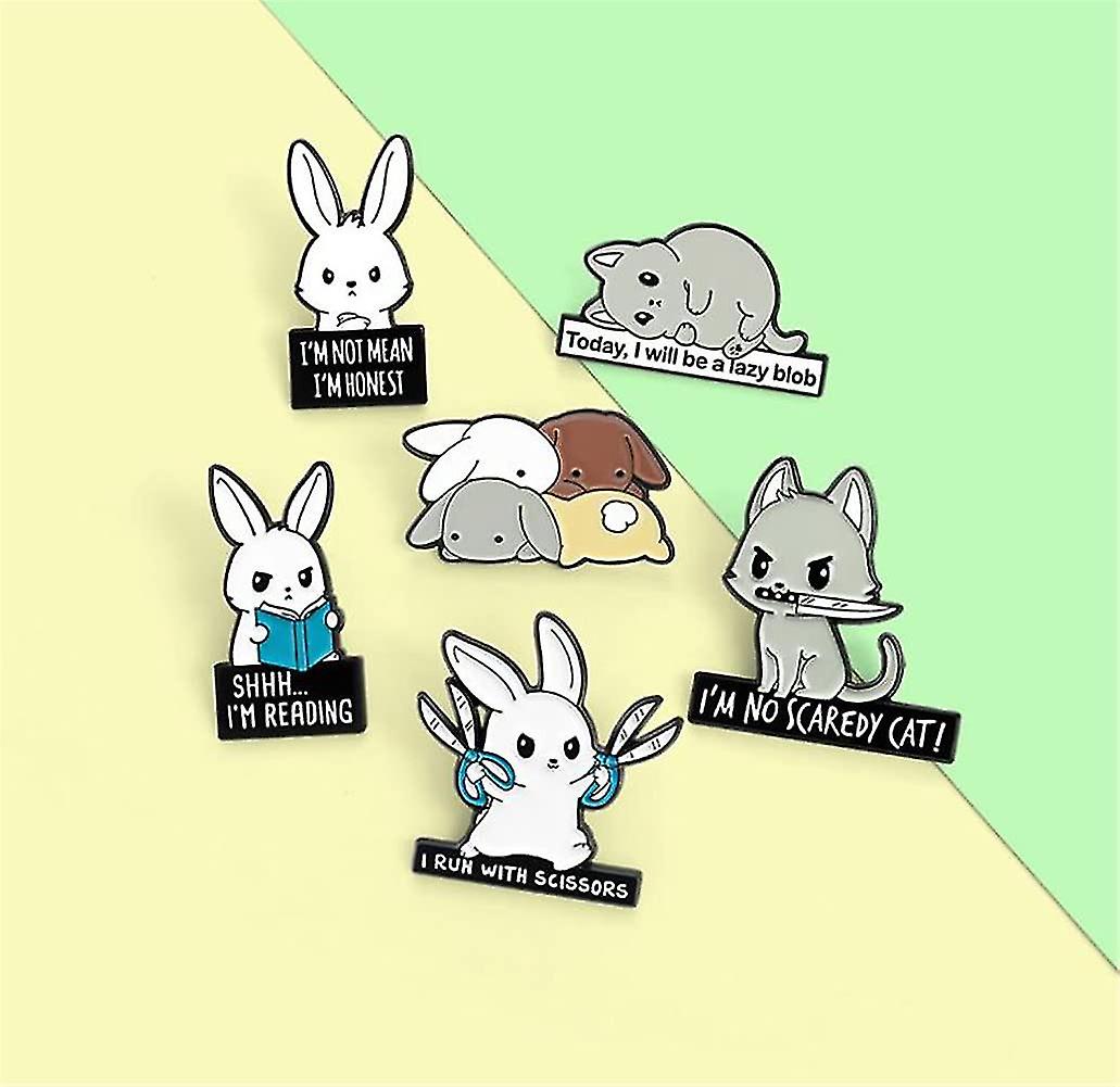 Cute Rabbit Animal Letter Brooch Enamel Pin Badge Kawaii Cartoon Pins ...