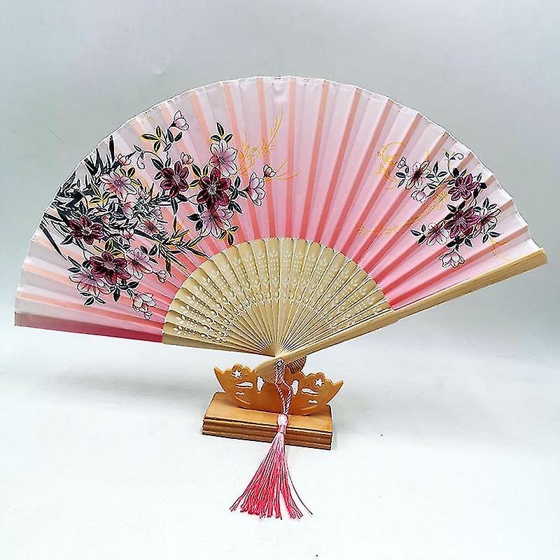 5 Pieces Floral Folding Fan Silk Hand Folding Fan, Vintage Handheld Fan ...